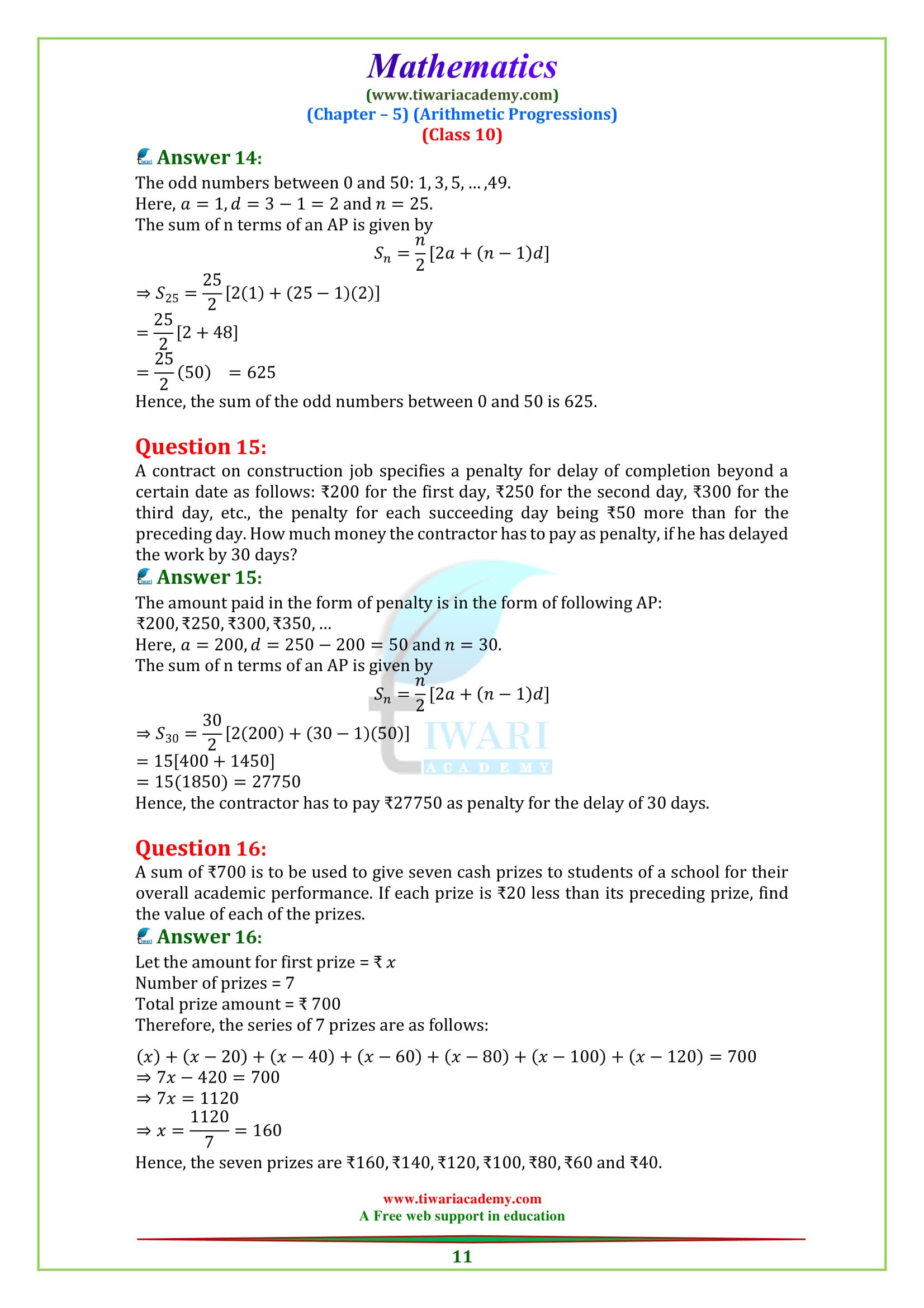 NCERT Solutions for class 10 Maths Chapter 5 Exercise 5.3 AP in PDF.