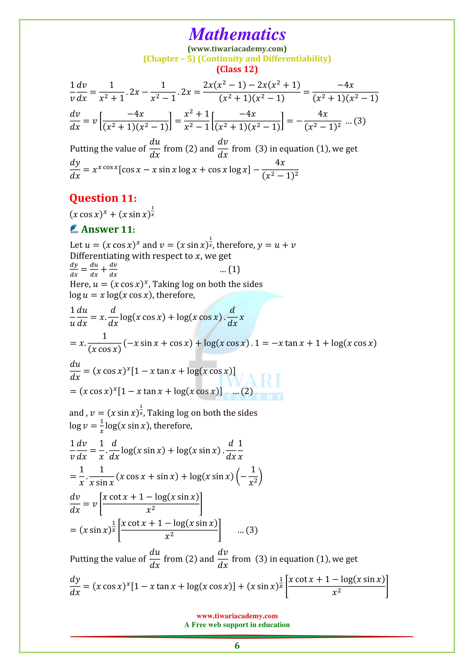 NCERT Solutions for Class 12 Maths Chapter 5 Exercise 5.5 in PDF form