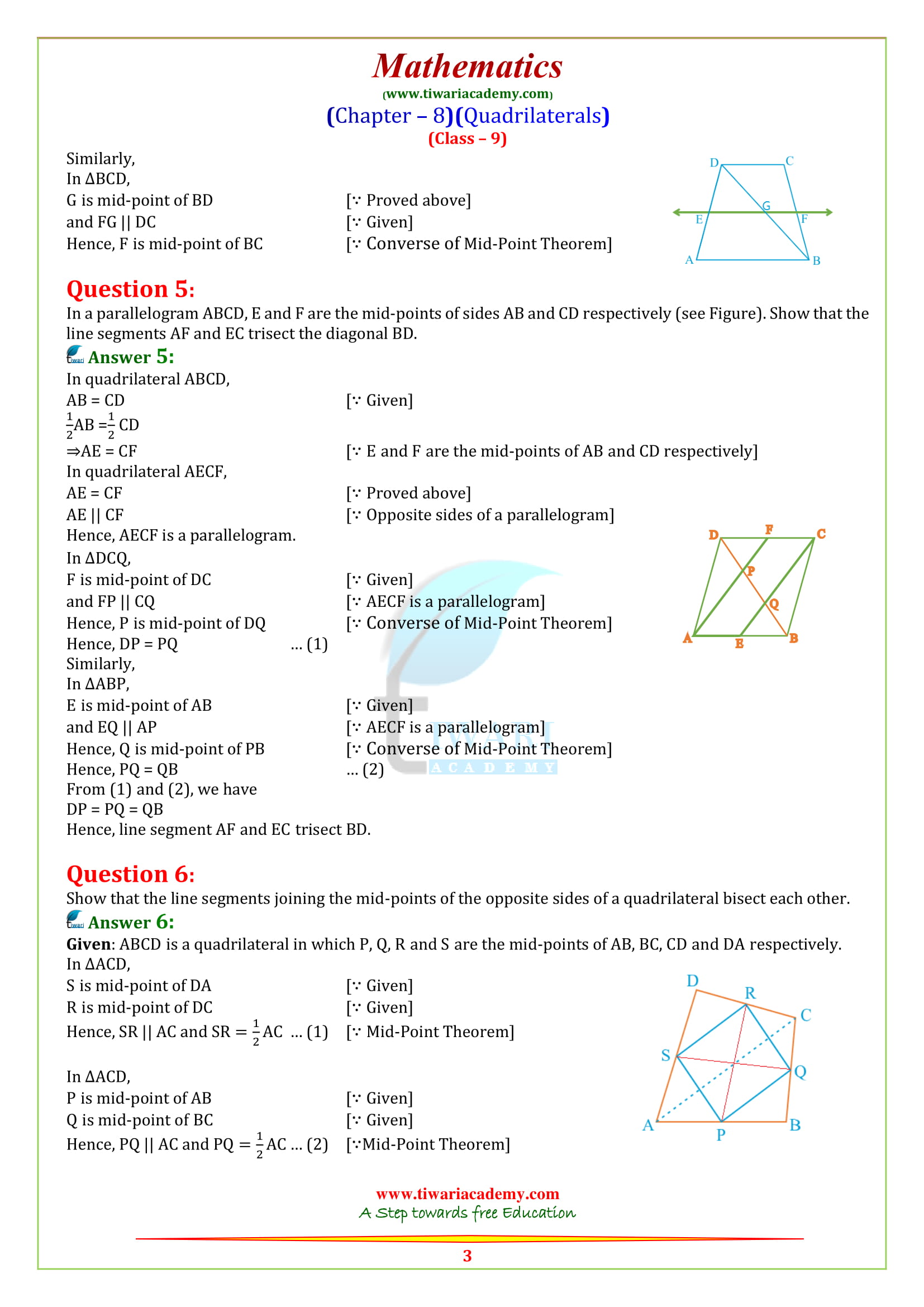 NCERT Solutions for Class 9 Maths Chapter 8 Quadrilaterals 8.1, 8.2