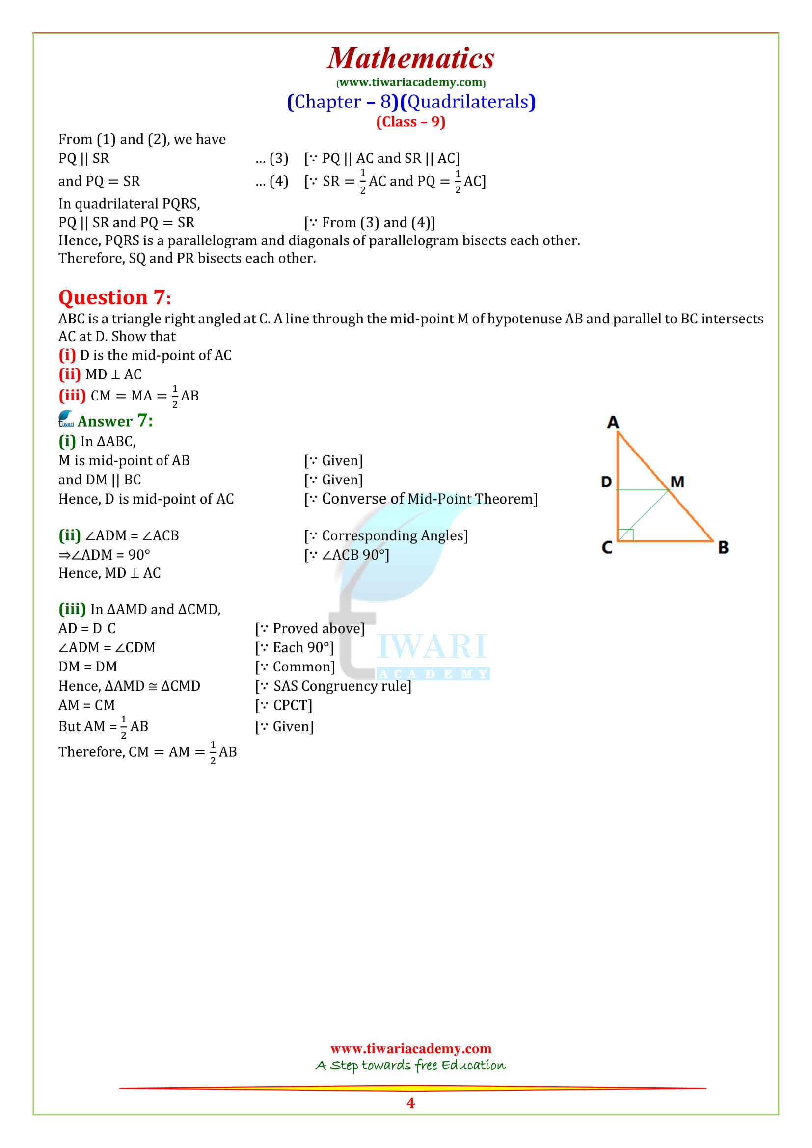 NCERT Solutions for Class 9 Maths Chapter 8 Quadrilaterals 8.1, 8.2