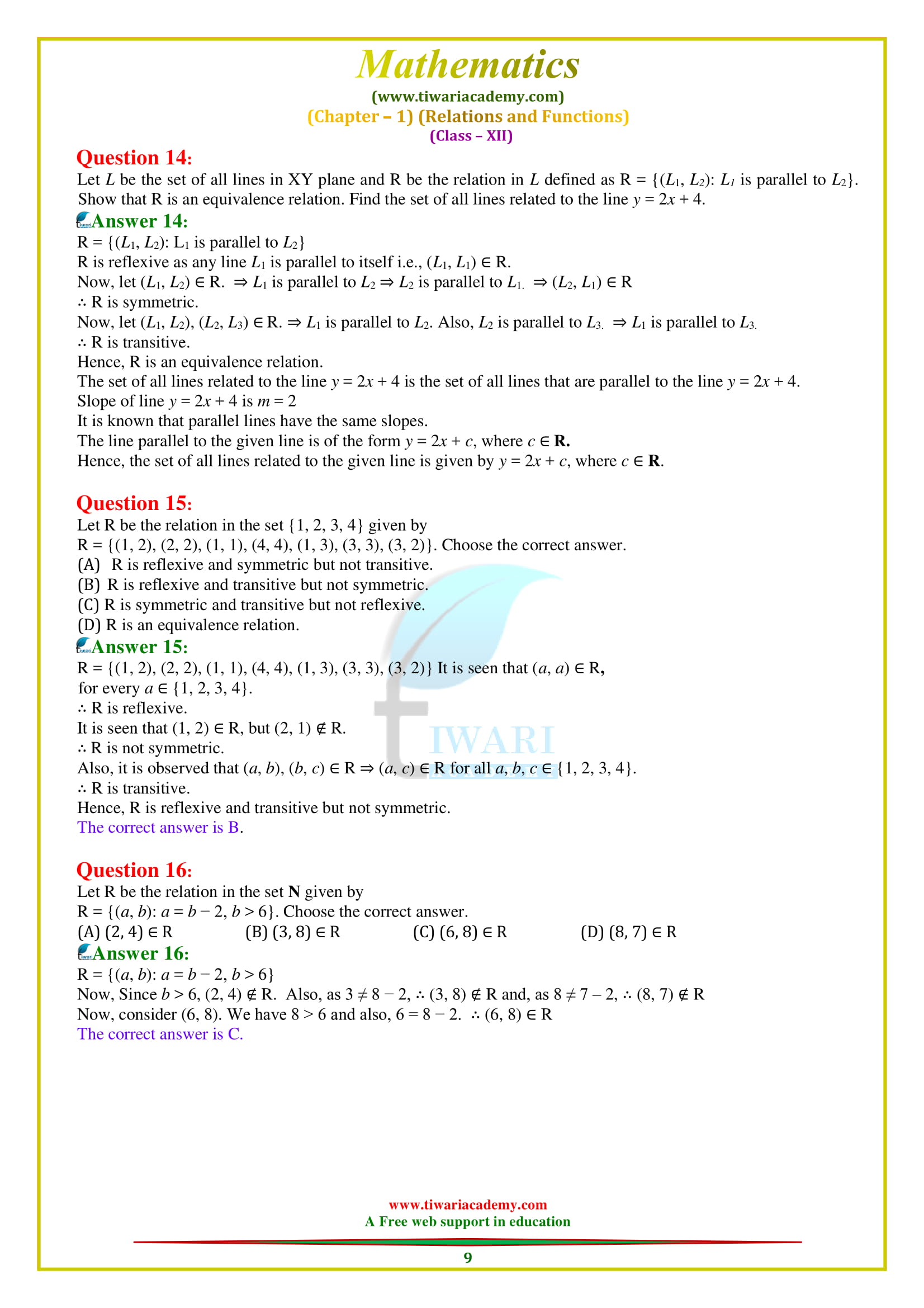 NCERT Solutions for Class 12 Maths Chapter 1 Exercise 1.1 in PDF