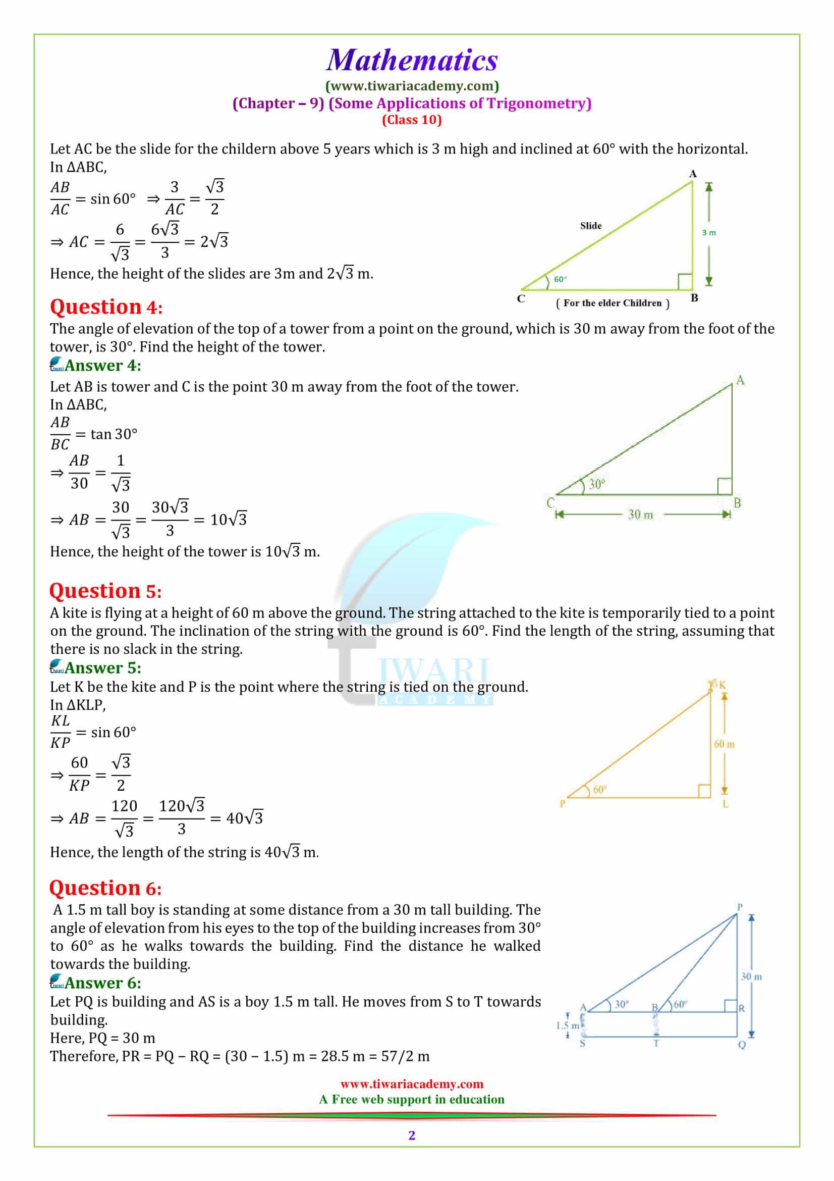NCERT Solutions for Class 10 Maths Chapter 9 Exercise 9.1 PDF 2022-23.