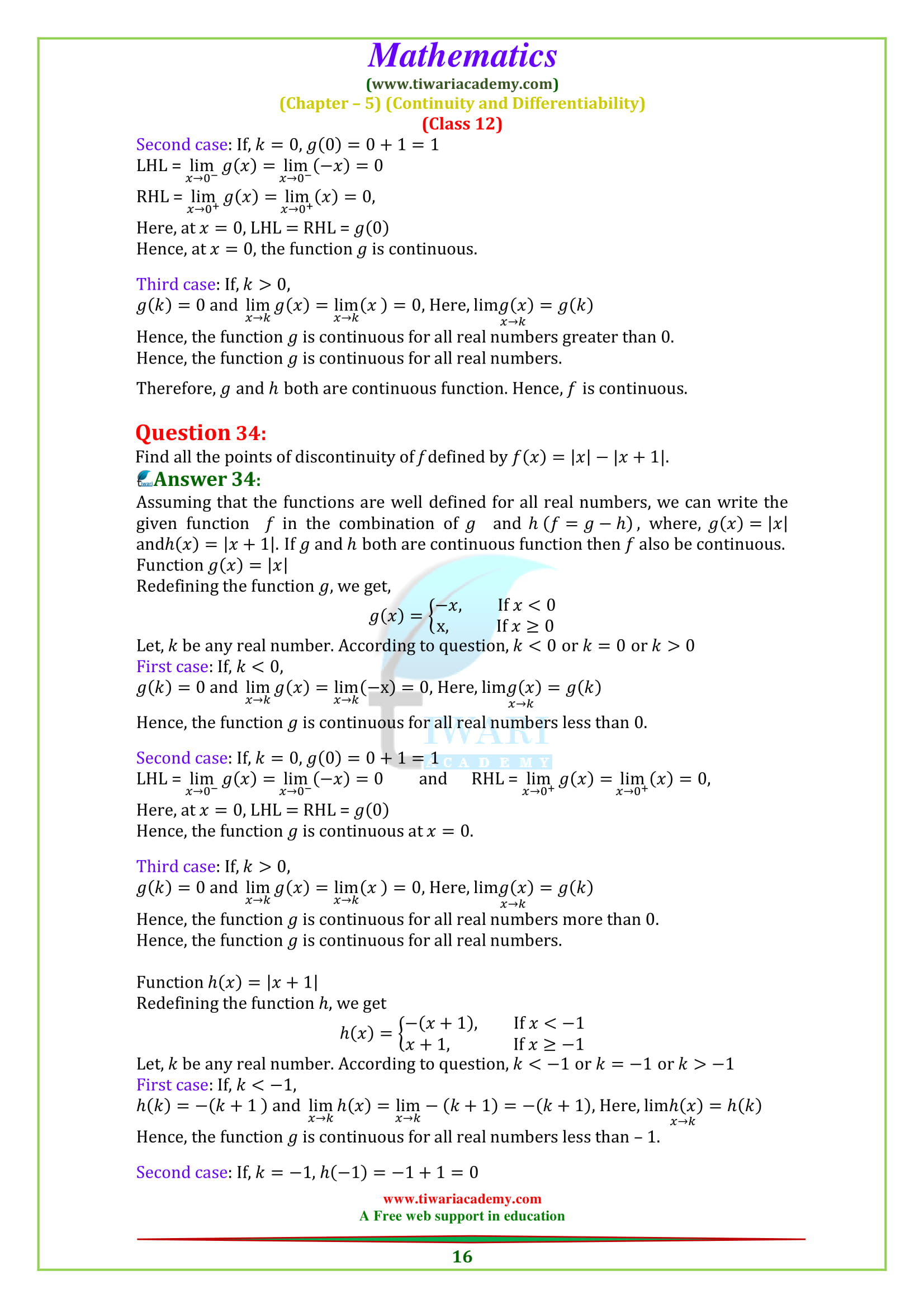 NCERT Solutions for Class 12 Maths Chapter 5 Exercise 5.1 in PDF
