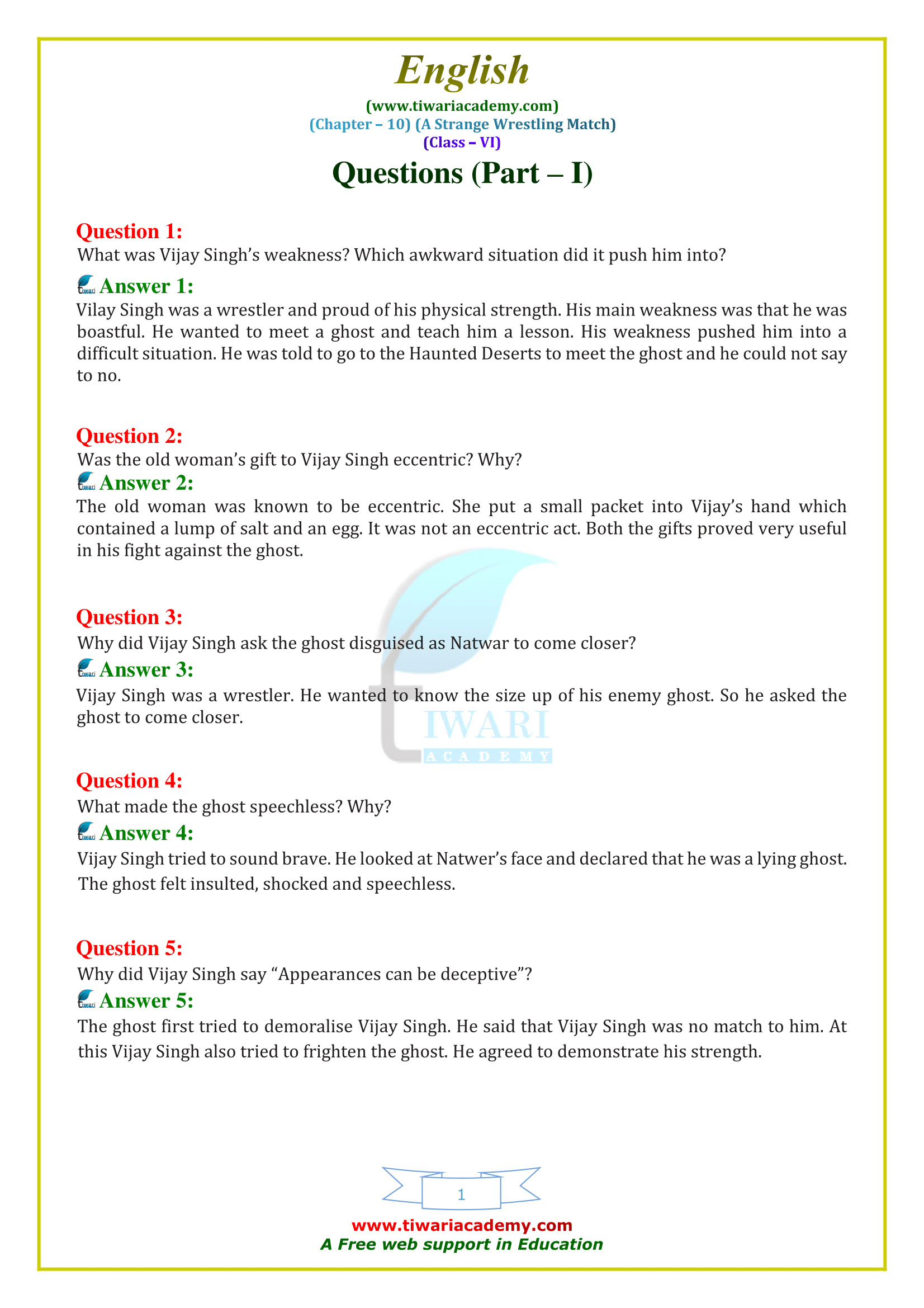 NCERT Solutions for Class 6 English | Updated for Session 2023-2024