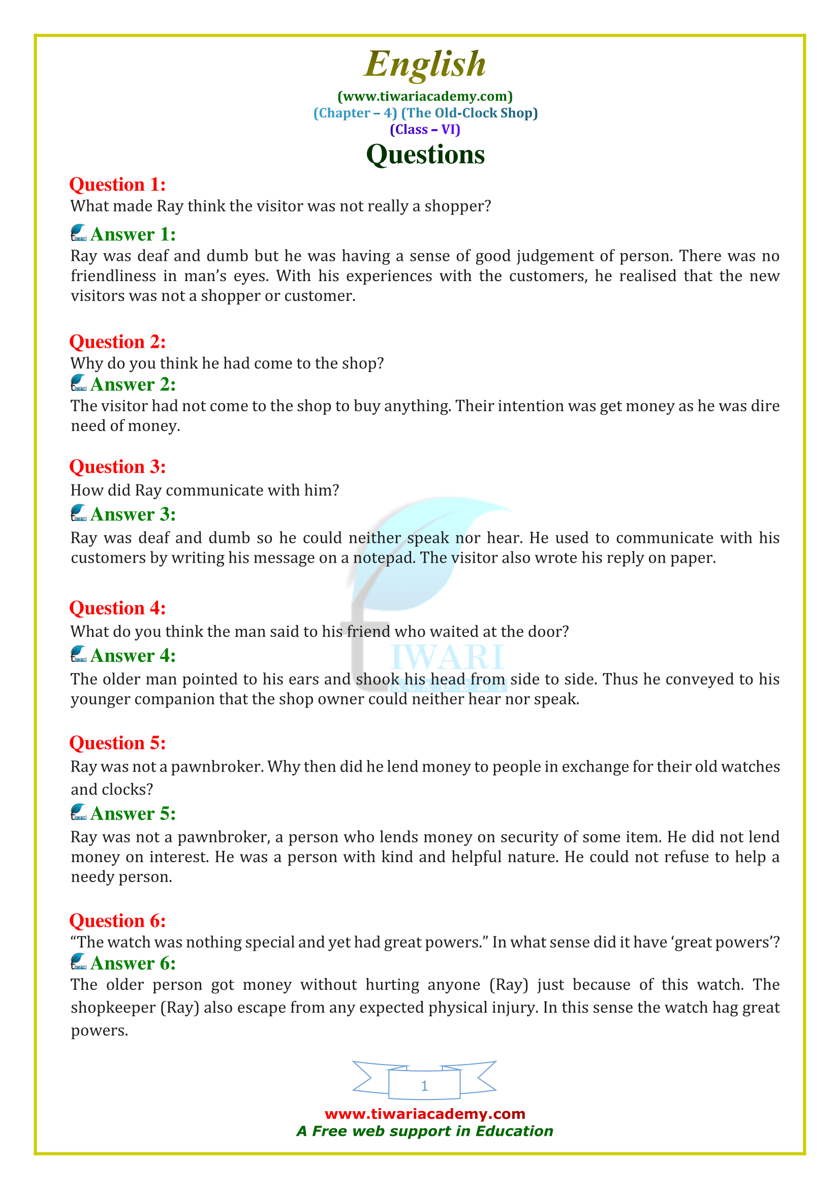 NCERT Solutions class 6 English Honeysuckle & A pact with the Sun