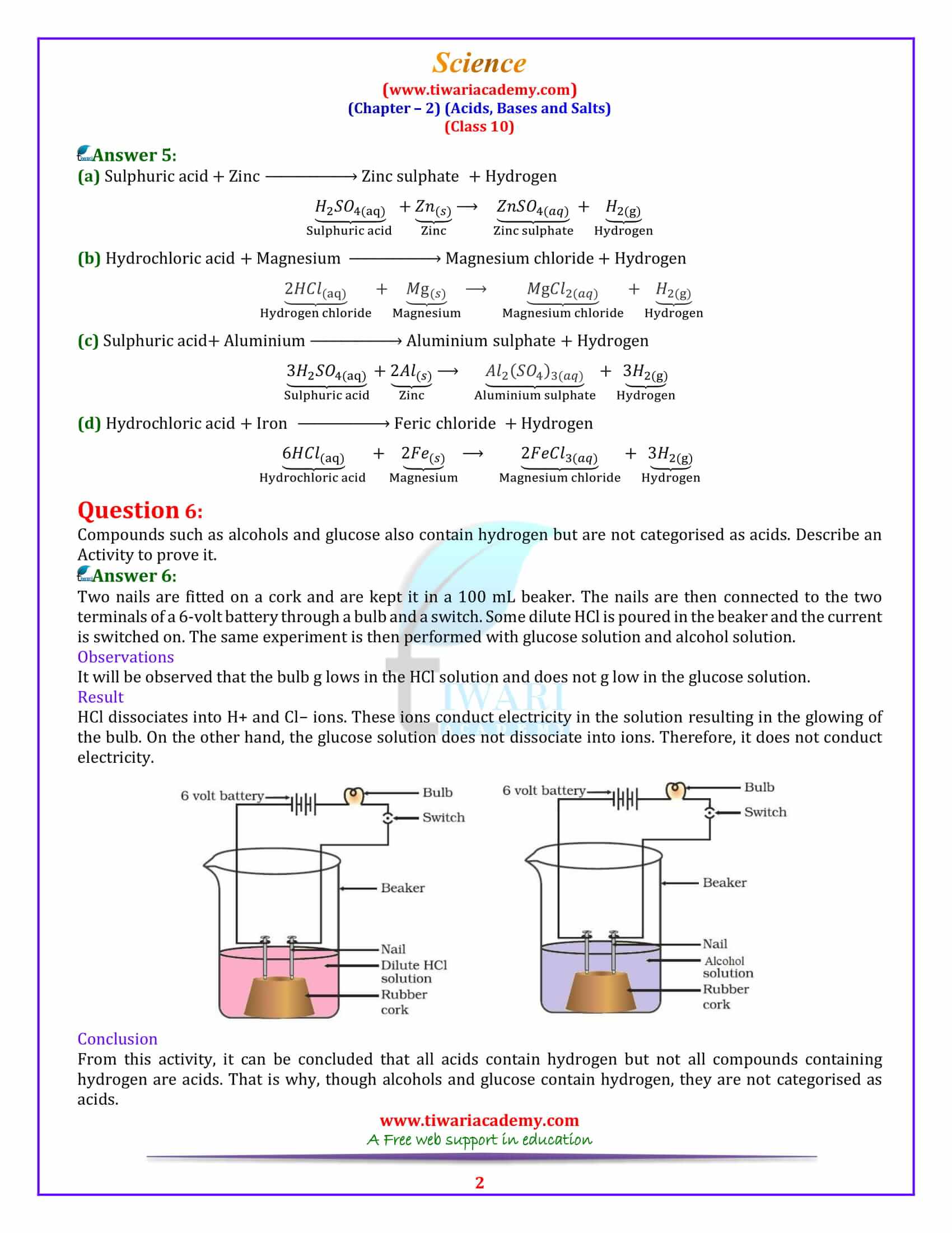 Ncert Solutions For Class 10 Science Chapter 2 Acids Bases And Salts