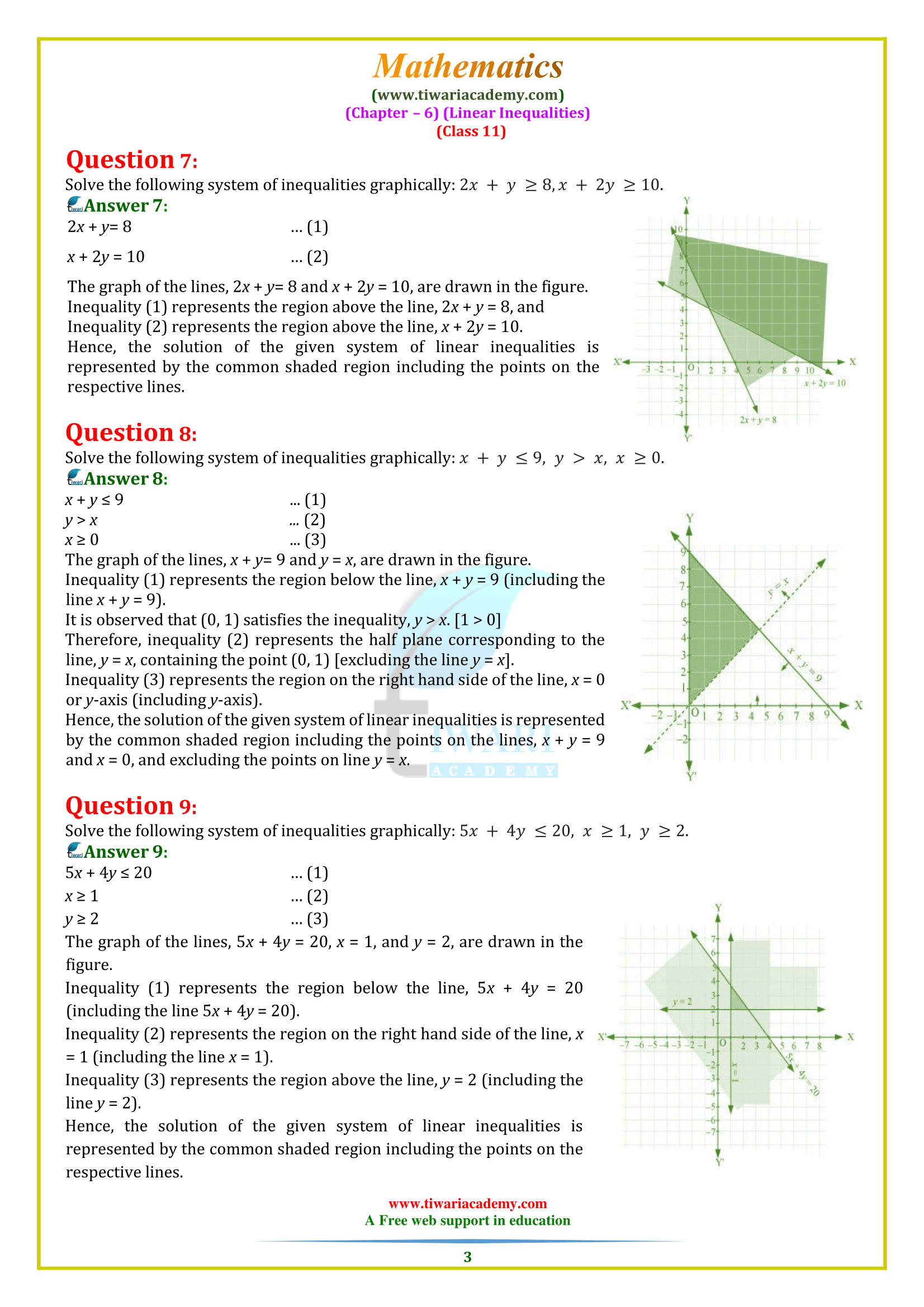 NCERT Solutions for Class 11 Maths Chapter 6 Linear Inequations