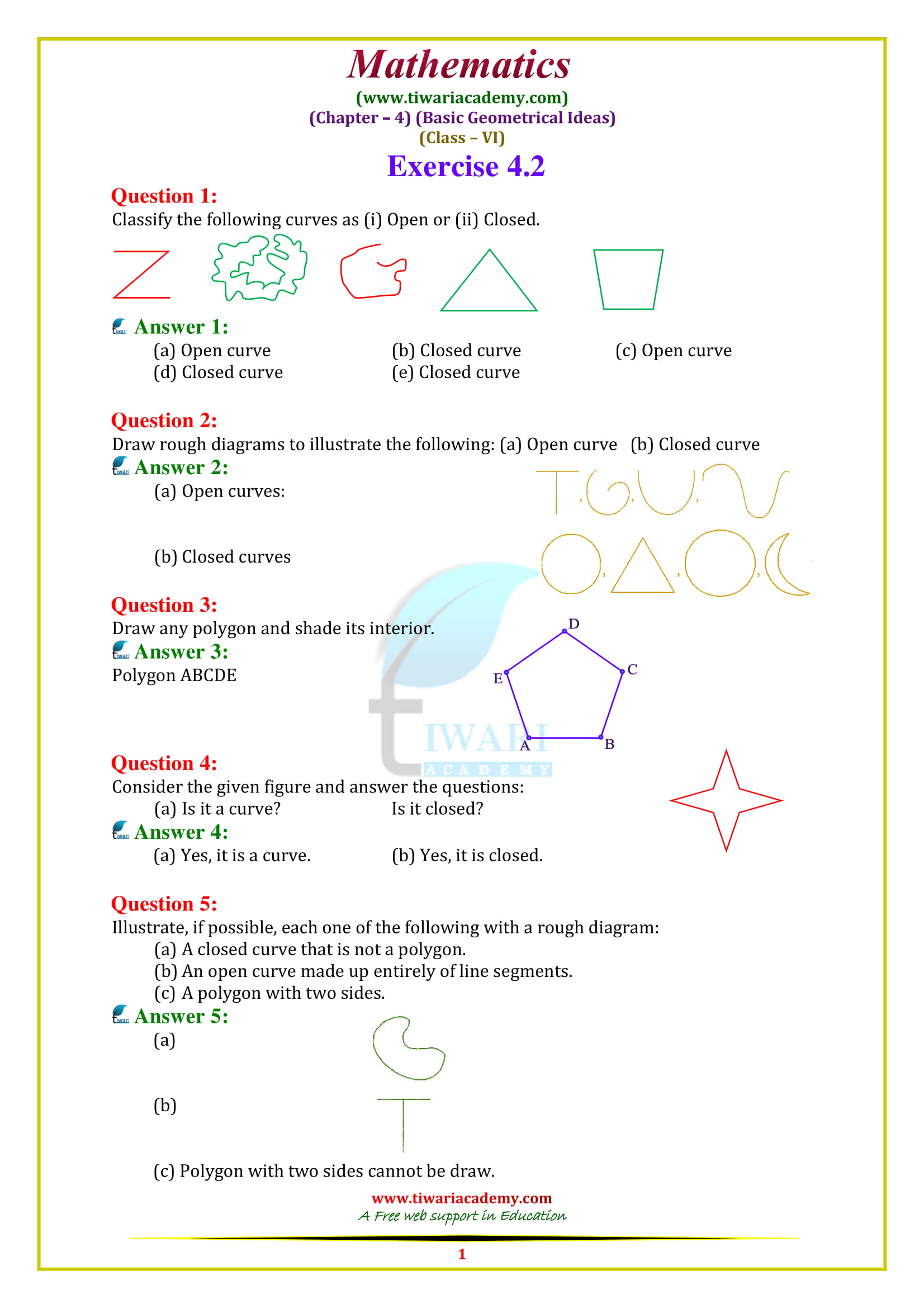NCERT Solutions for Class 6 Maths Chapter 4 Basic Geometrical Ideas