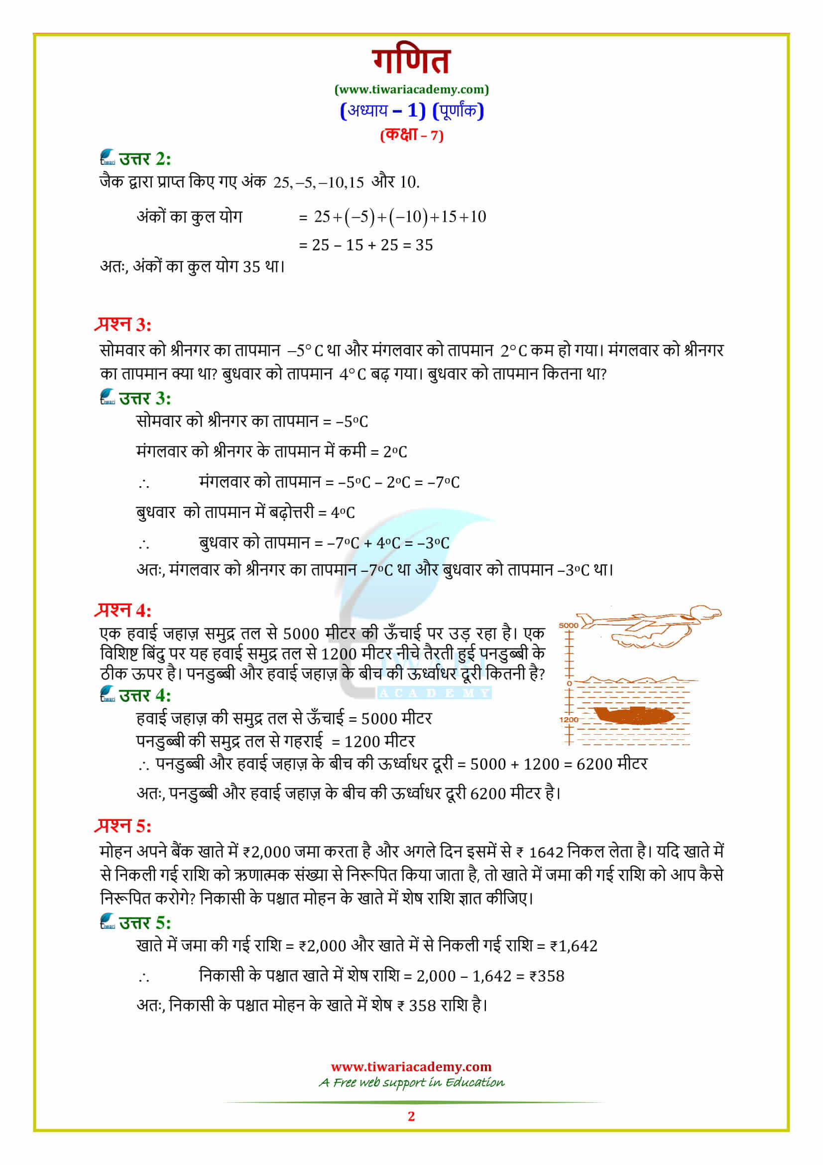 NCERT Solutions for Class 7 Maths Chapter 1 Integers for 2022-2023.