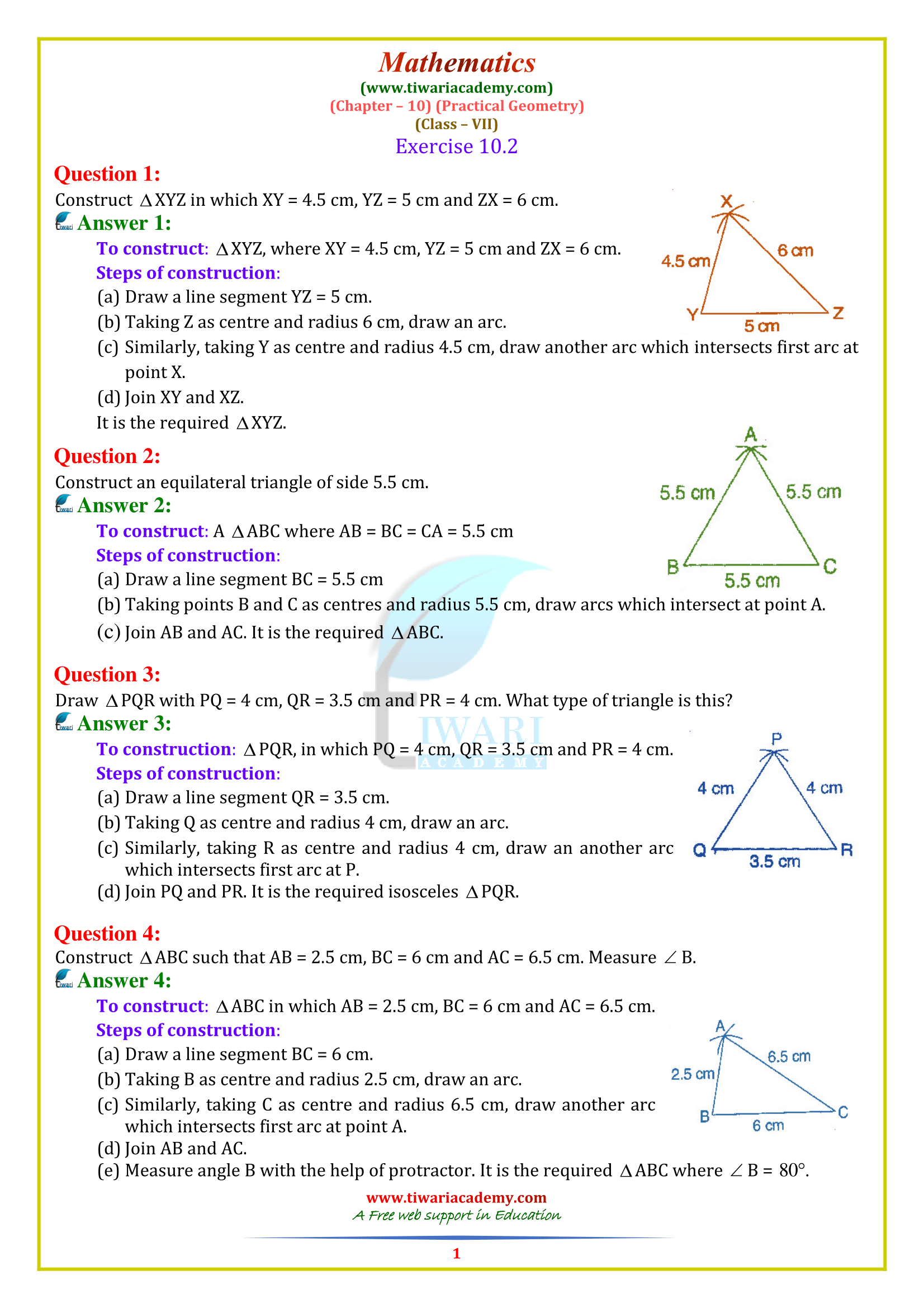 CBSE NCERT Class 7 Maths Chapter 10 Exercise 10.2 Solution in PDF Free