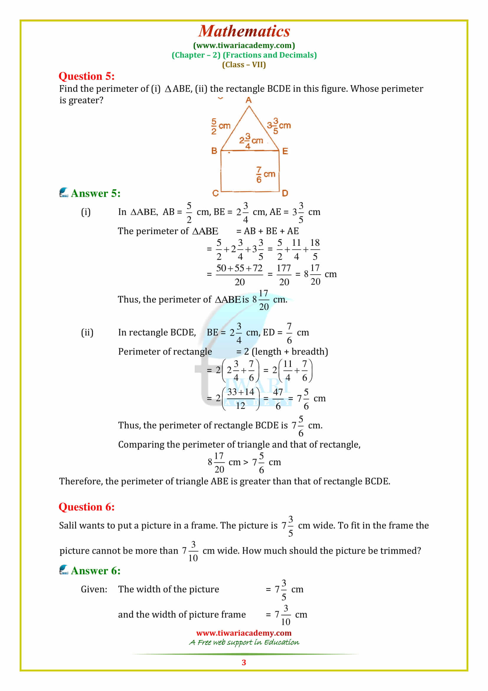 CBSE NCERT Class 7 Maths Chapter 2 Exercise 2.1 Solution for 2022-2023