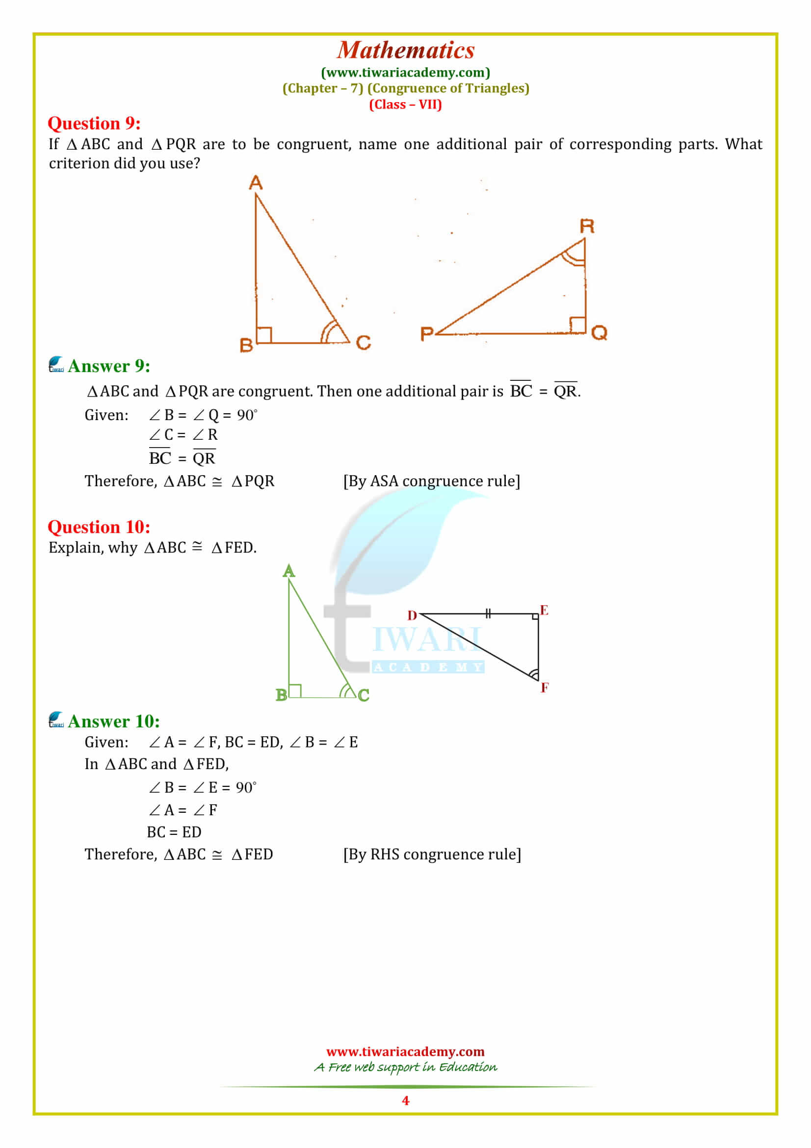 CBSE NCERT Class 7 Maths Chapter 7 Exercise 7.2 Solution in PDF Free.
