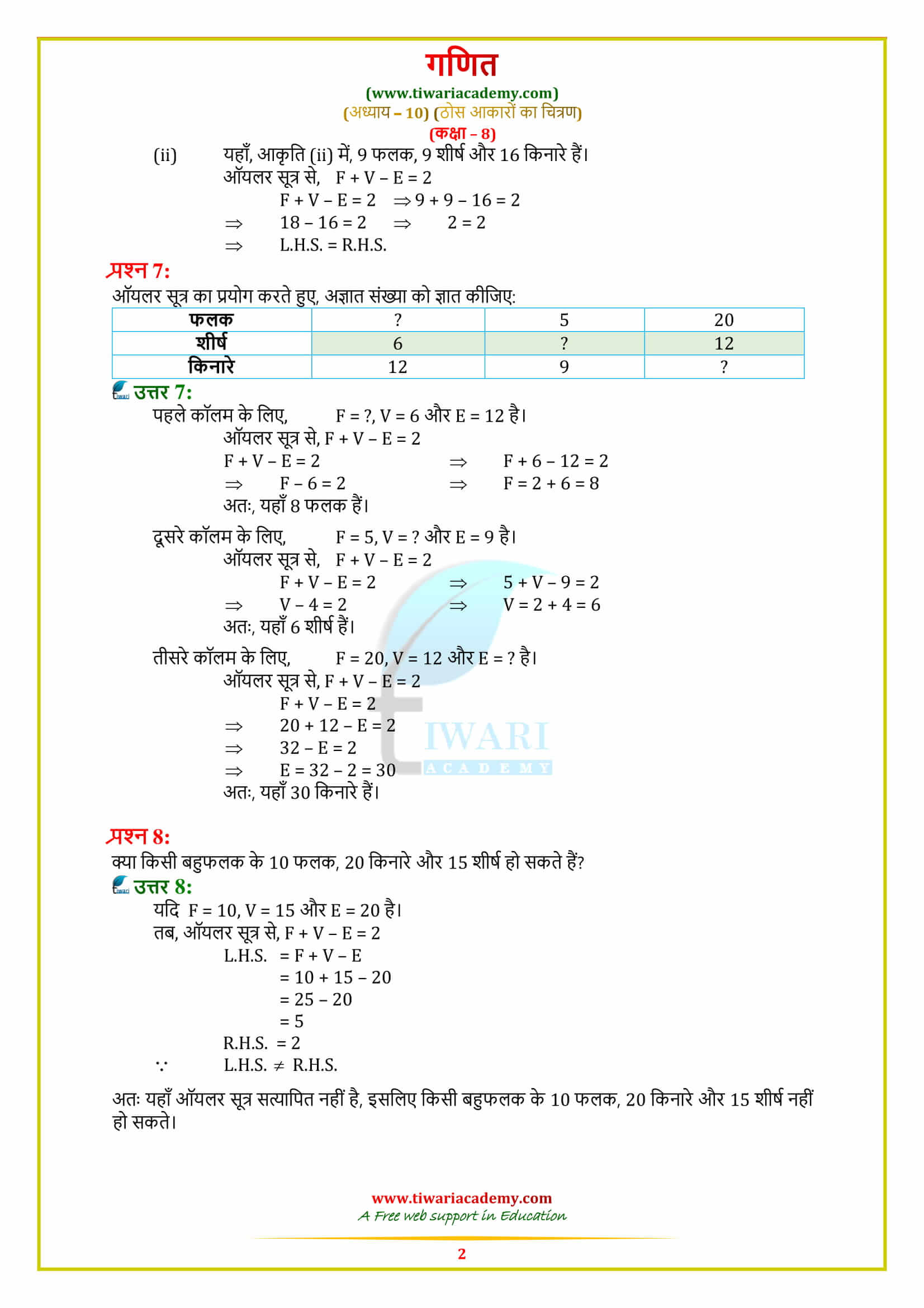NCERT Solutions for Class 8 Maths Chapter 10 VISUALISING SOLID SHAPES