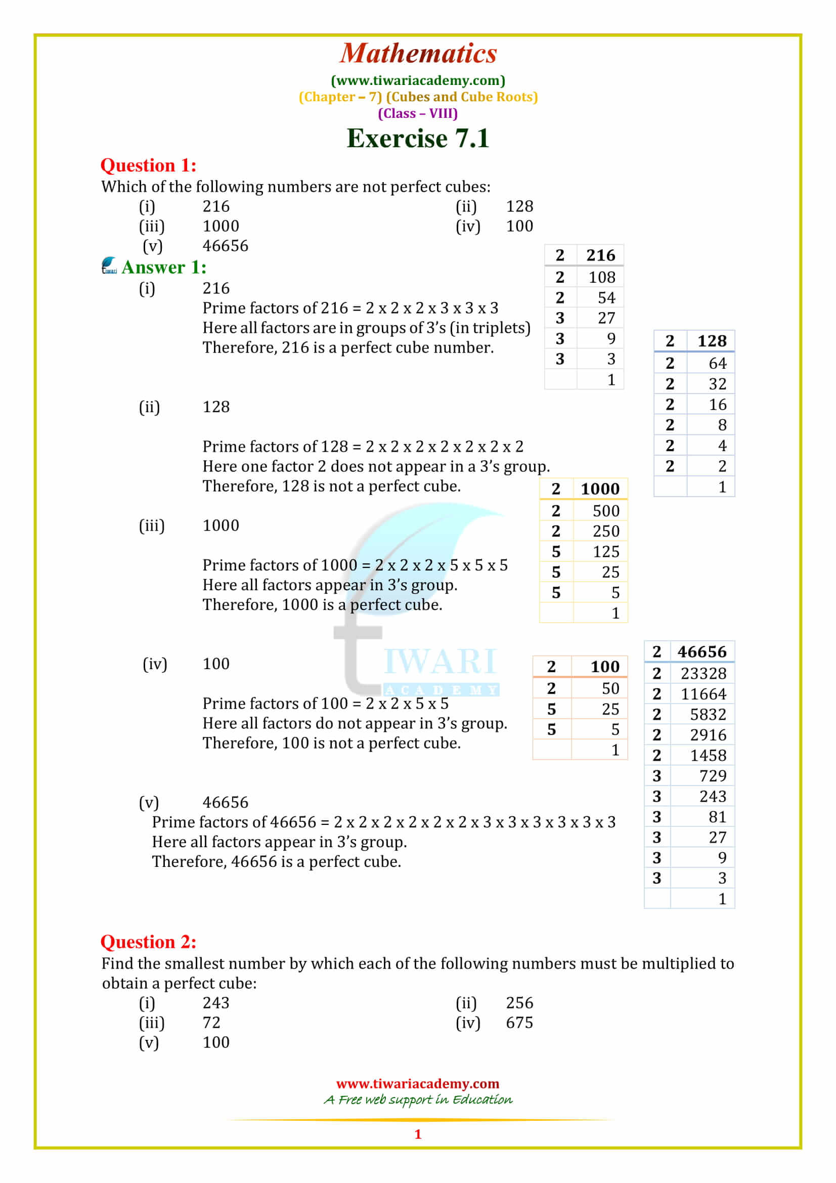 NCERT Solutions for Class 8 Maths Chapter 7 Exercise 7.1
