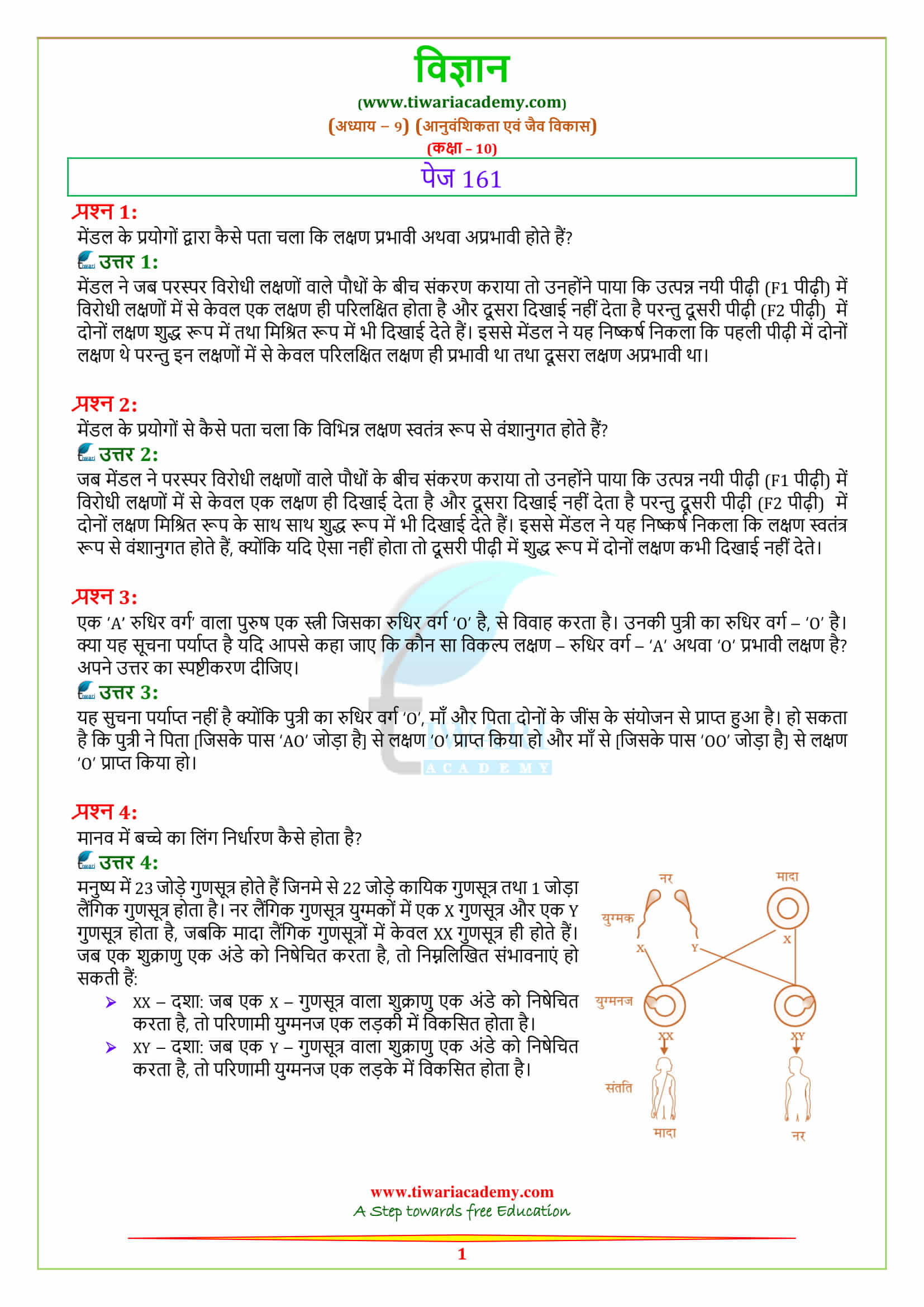 NCERT Solutions for Class 10 Science Chapter 9 Heredity and Evolution