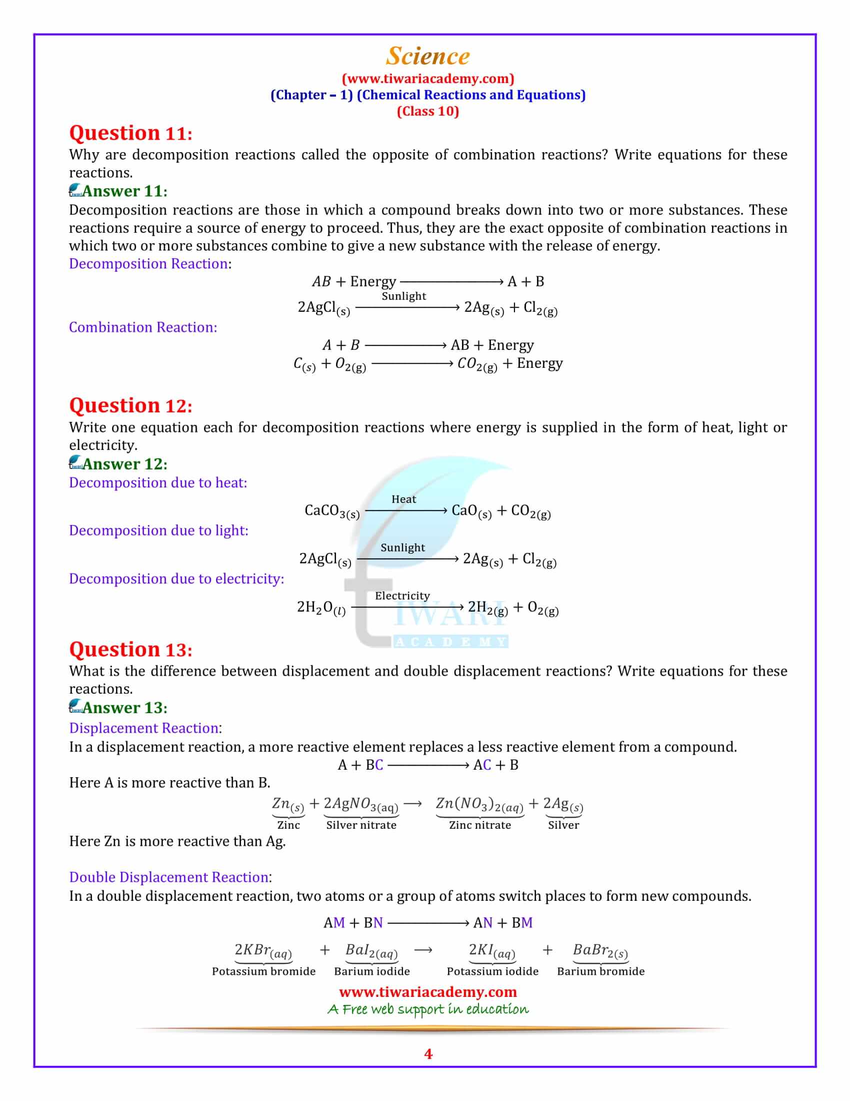 NCERT Solutions for Class 10 Science Chapter 1 in PDF for 2022-2023.