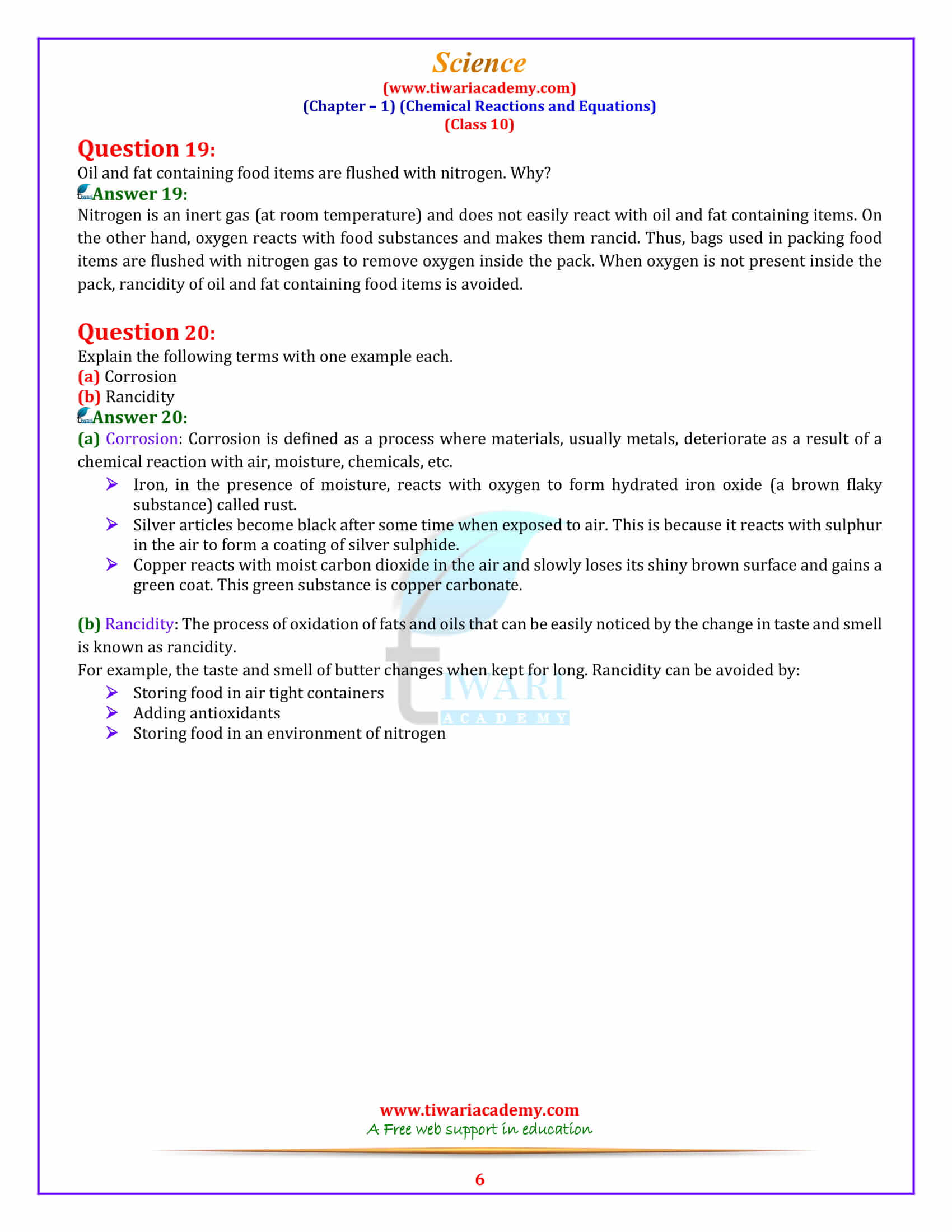 NCERT Solutions for Class 10 Science Chapter 1 Chemical Reactions and ...