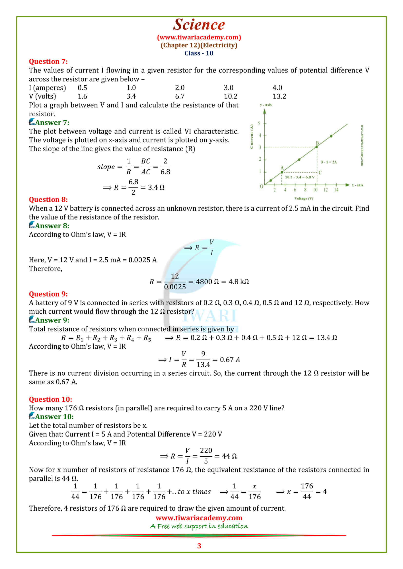 NCERT Solutions for Class 10 Science Chapter 12 Electricity in PDF