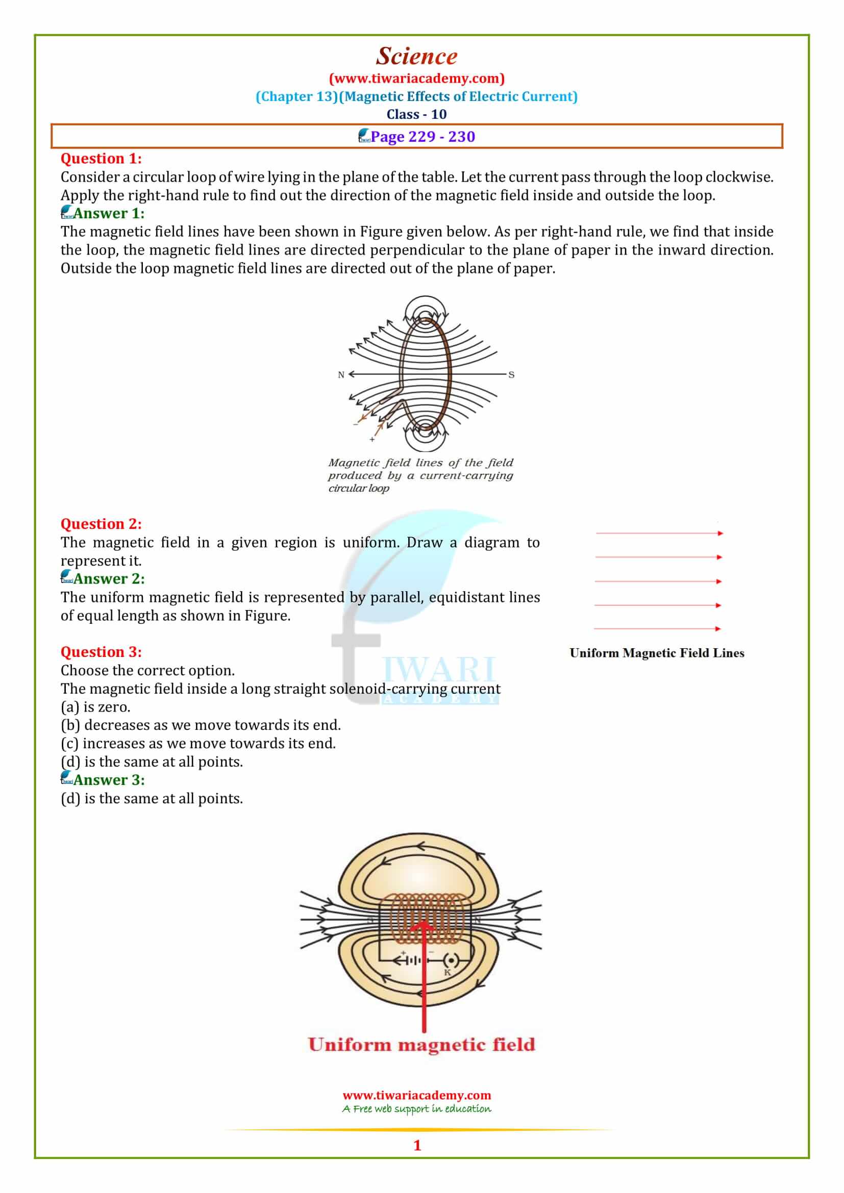 NCERT Solutions for Class 10 Science Chapter 13 Magnetic Effect