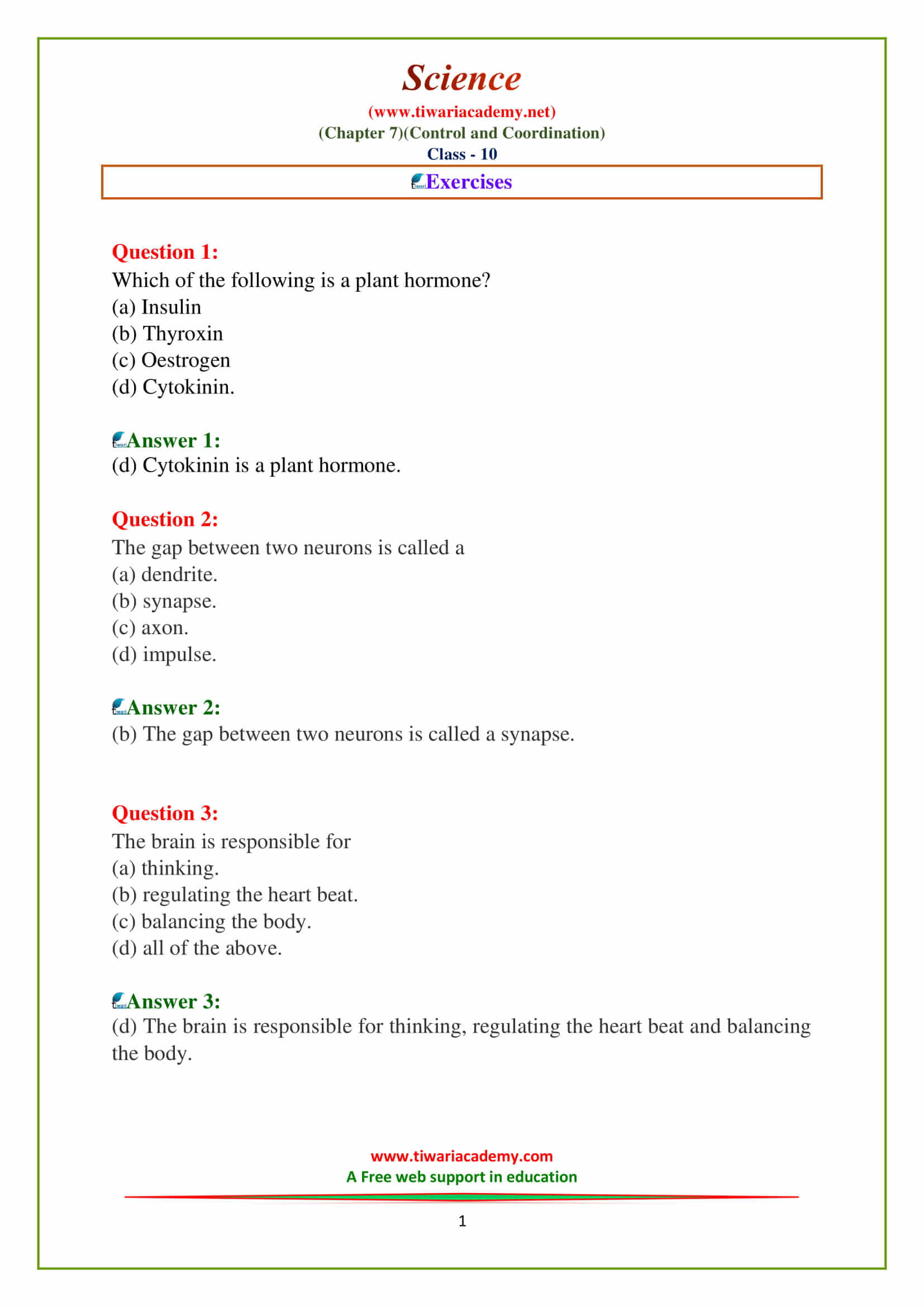 NCERT Solutions for Class 10 Science Chapter 7 updated for 2022-23 PDF