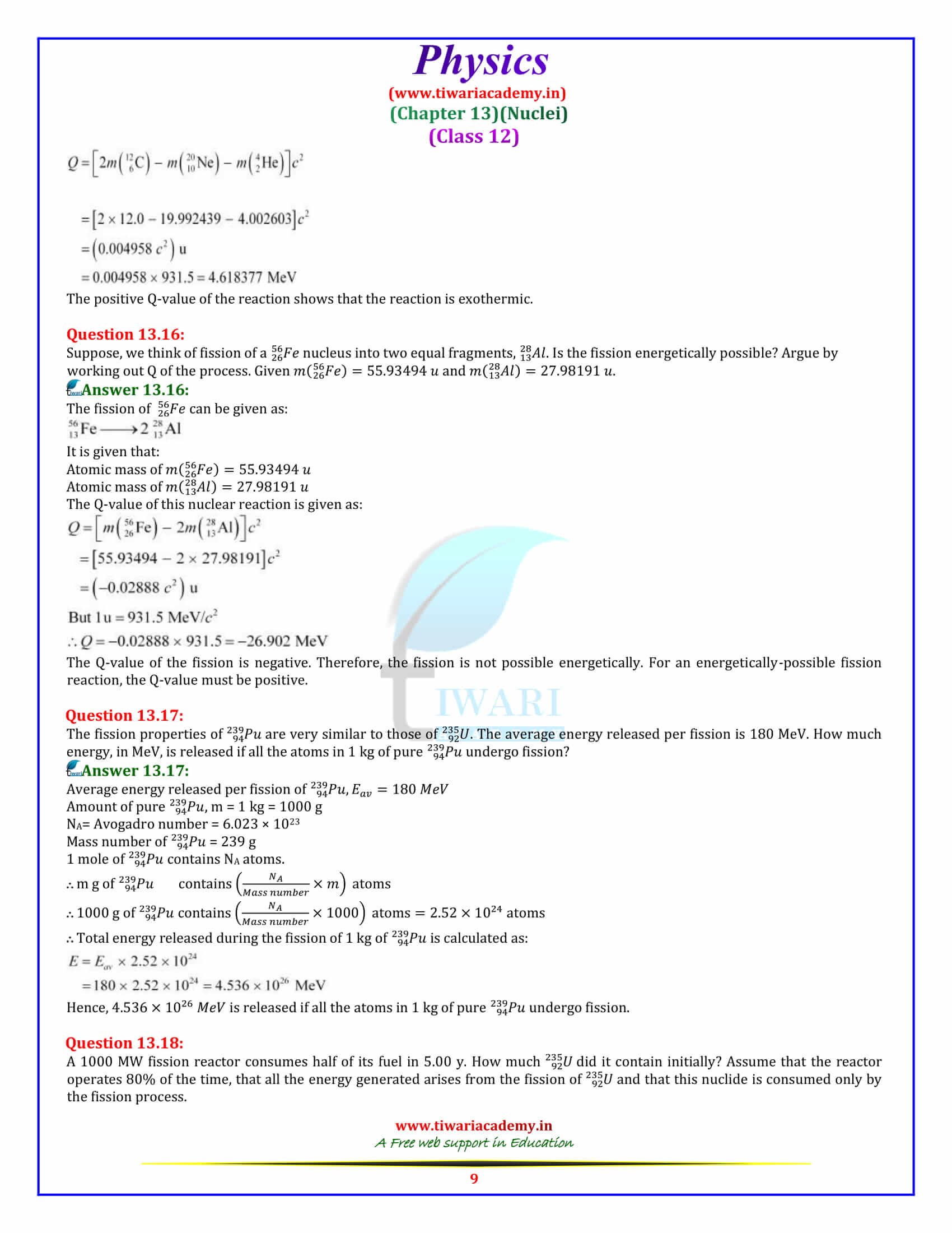 NCERT Solutions for Class 12 Physics Chapter 13 in Hindi and English
