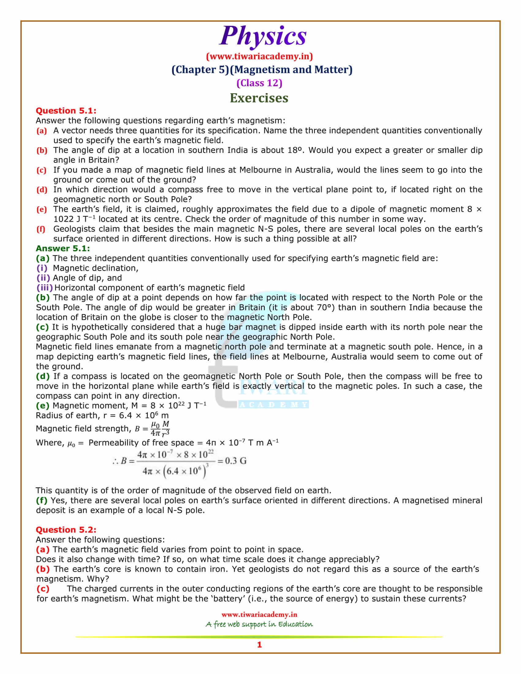 NCERT Solutions for Class 12 Physics Chapter 5 in Hindi and English.