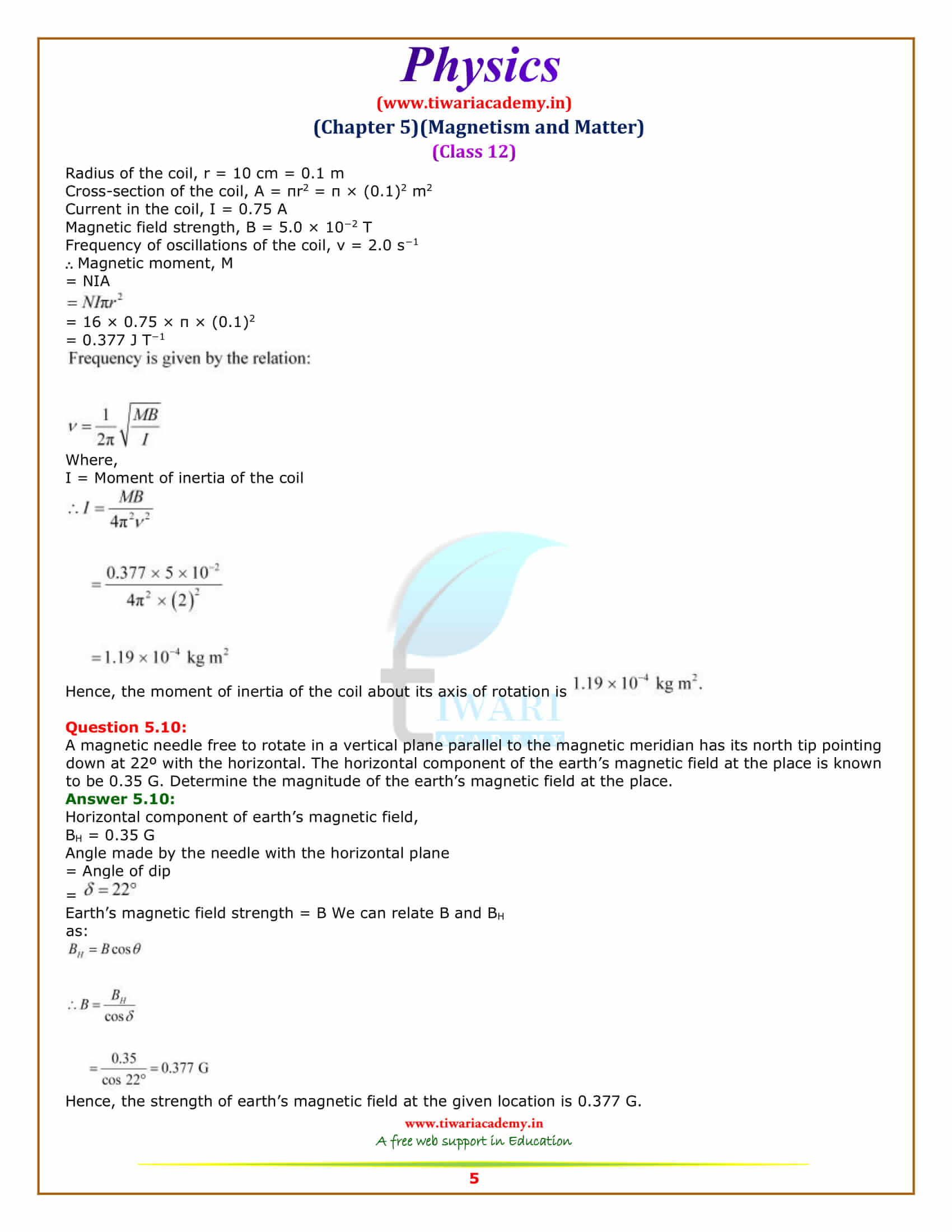 NCERT Solutions for Class 12 Physics Chapter 5 in Hindi and English.