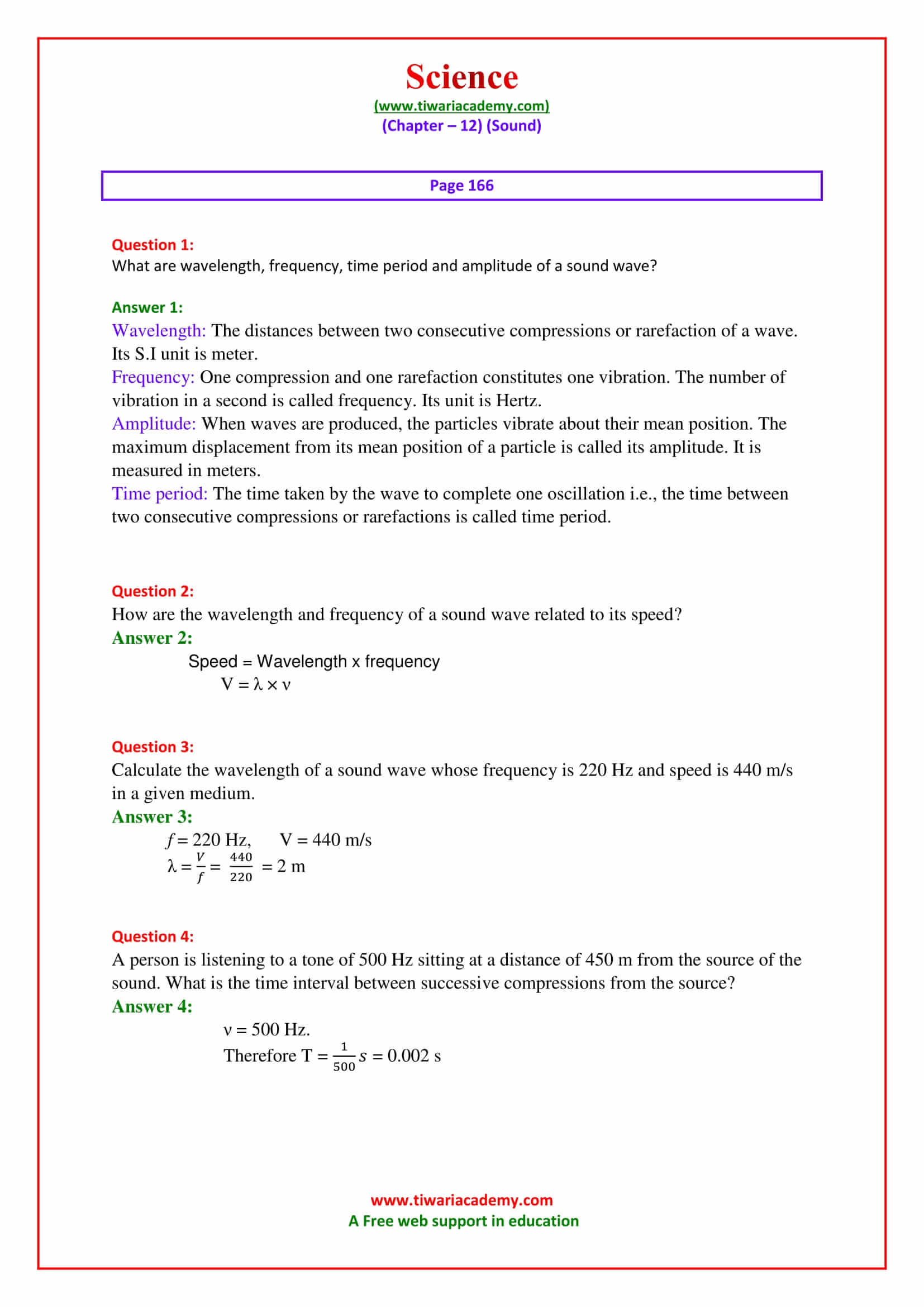 NCERT Solutions for Class 9 Science Chapter 12 Sound in PDF 2022-23.
