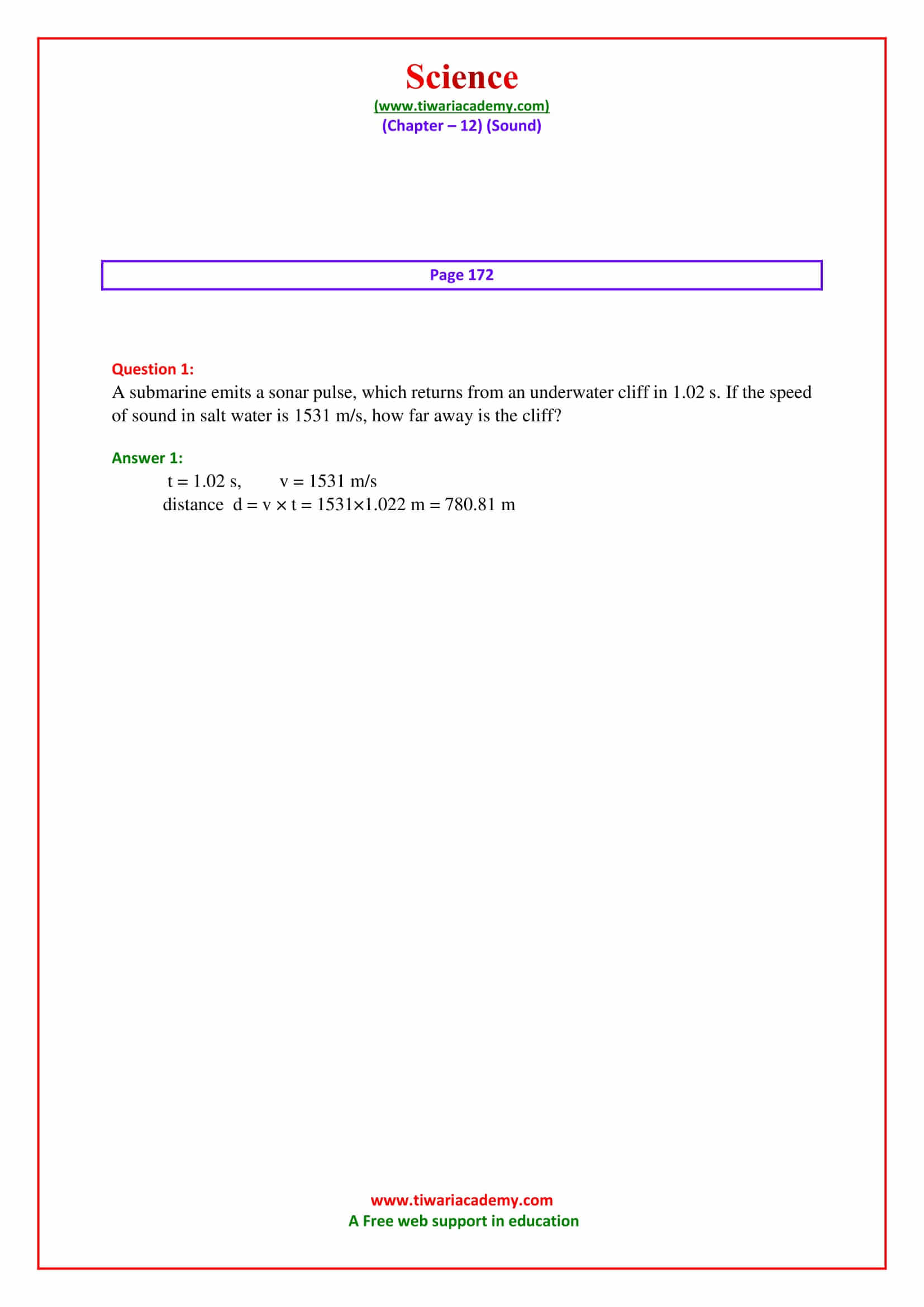 NCERT Solutions for Class 9 Science Chapter 12 Sound in PDF 2022-23.