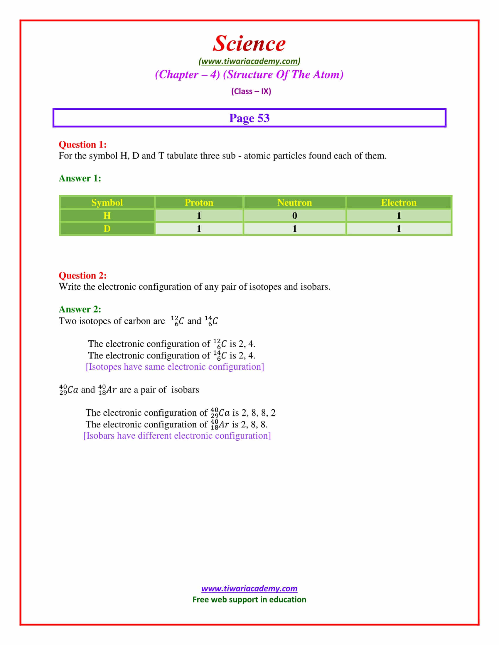 NCERT Solutions for Class 9 Science Chapter 4 Structure of the Atom