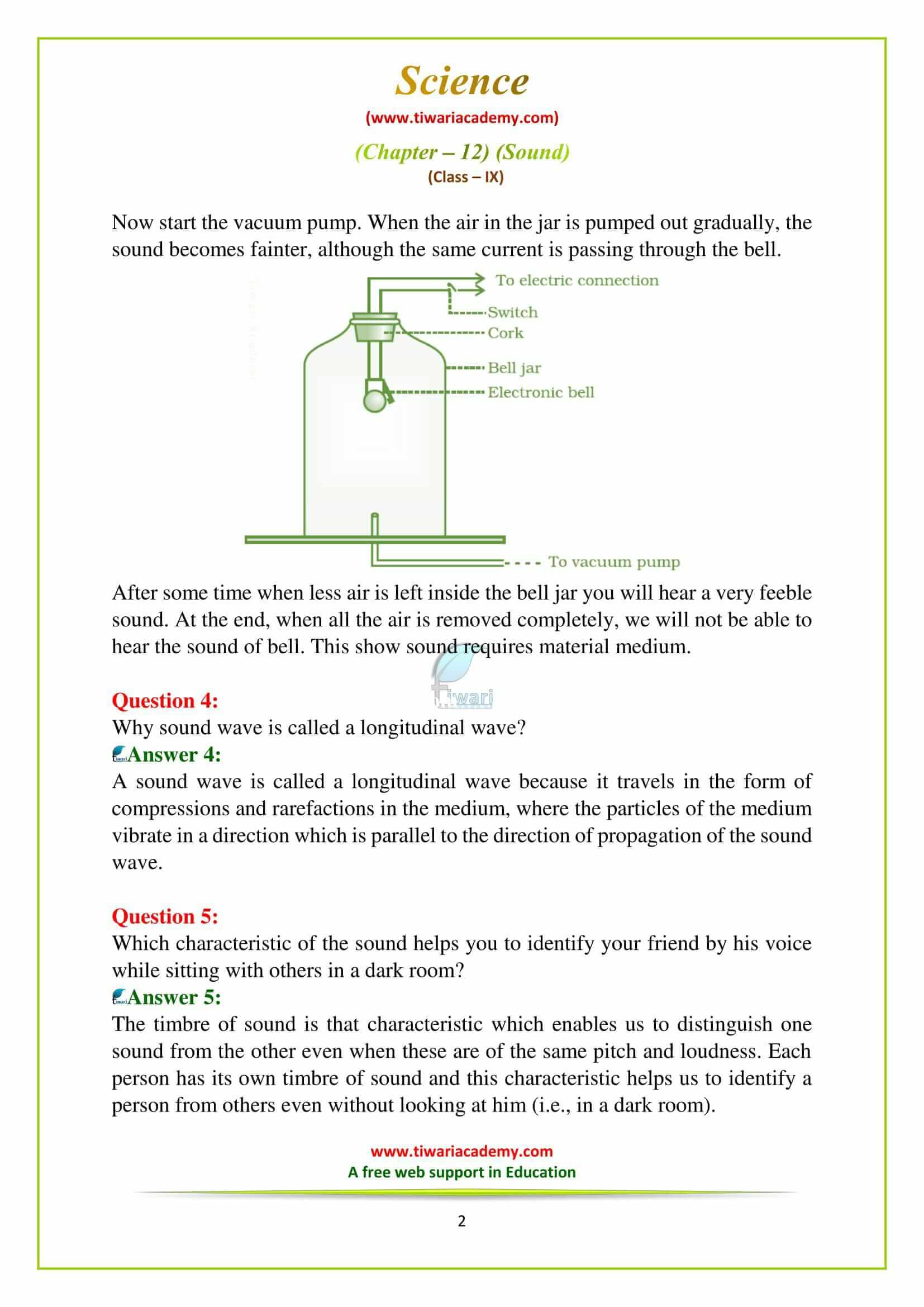 NCERT Solutions for Class 9 Science Chapter 12 Sound in PDF 2022-23.