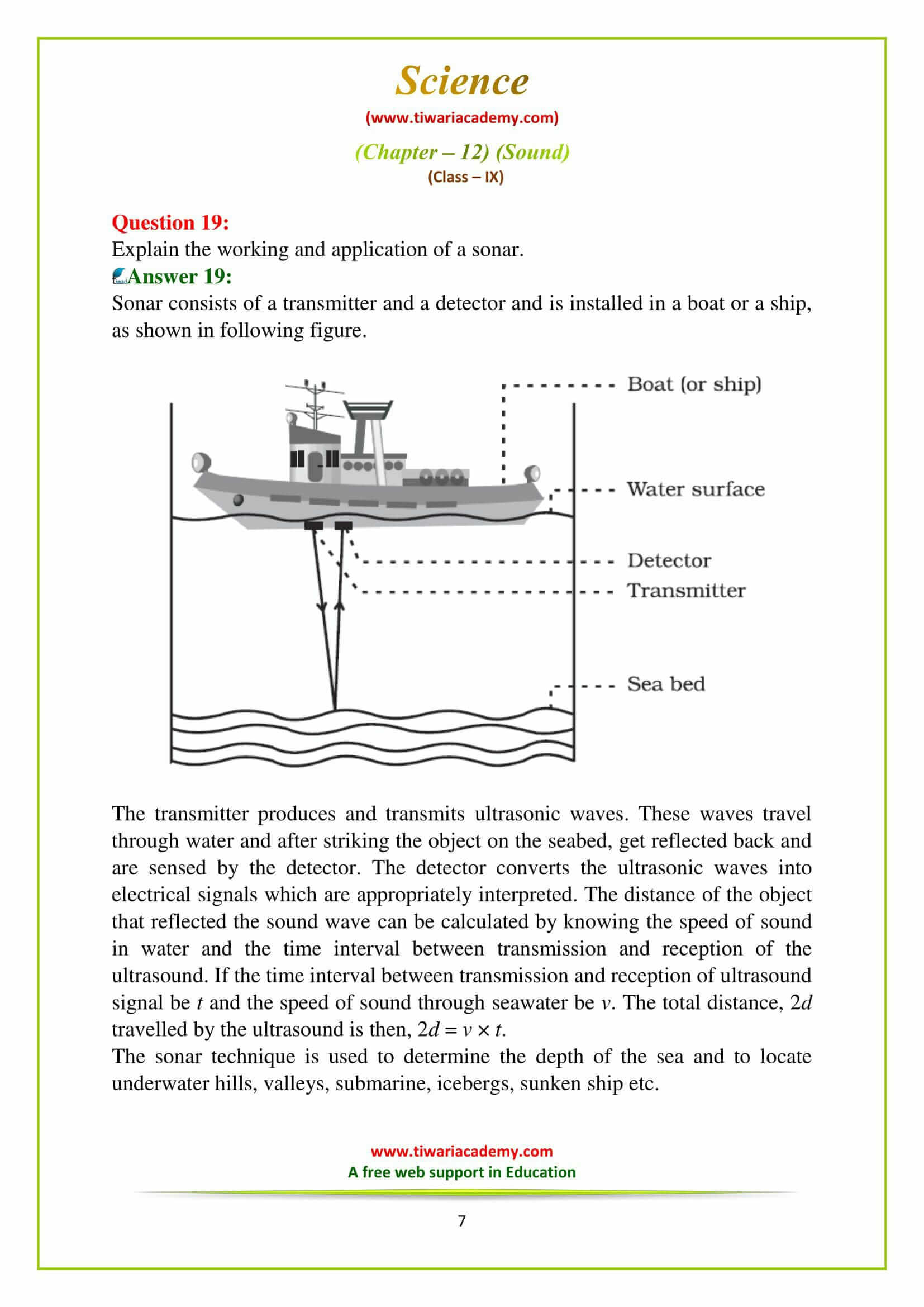 NCERT Solutions for Class 9 Science Chapter 12 Sound in PDF 2022-23.