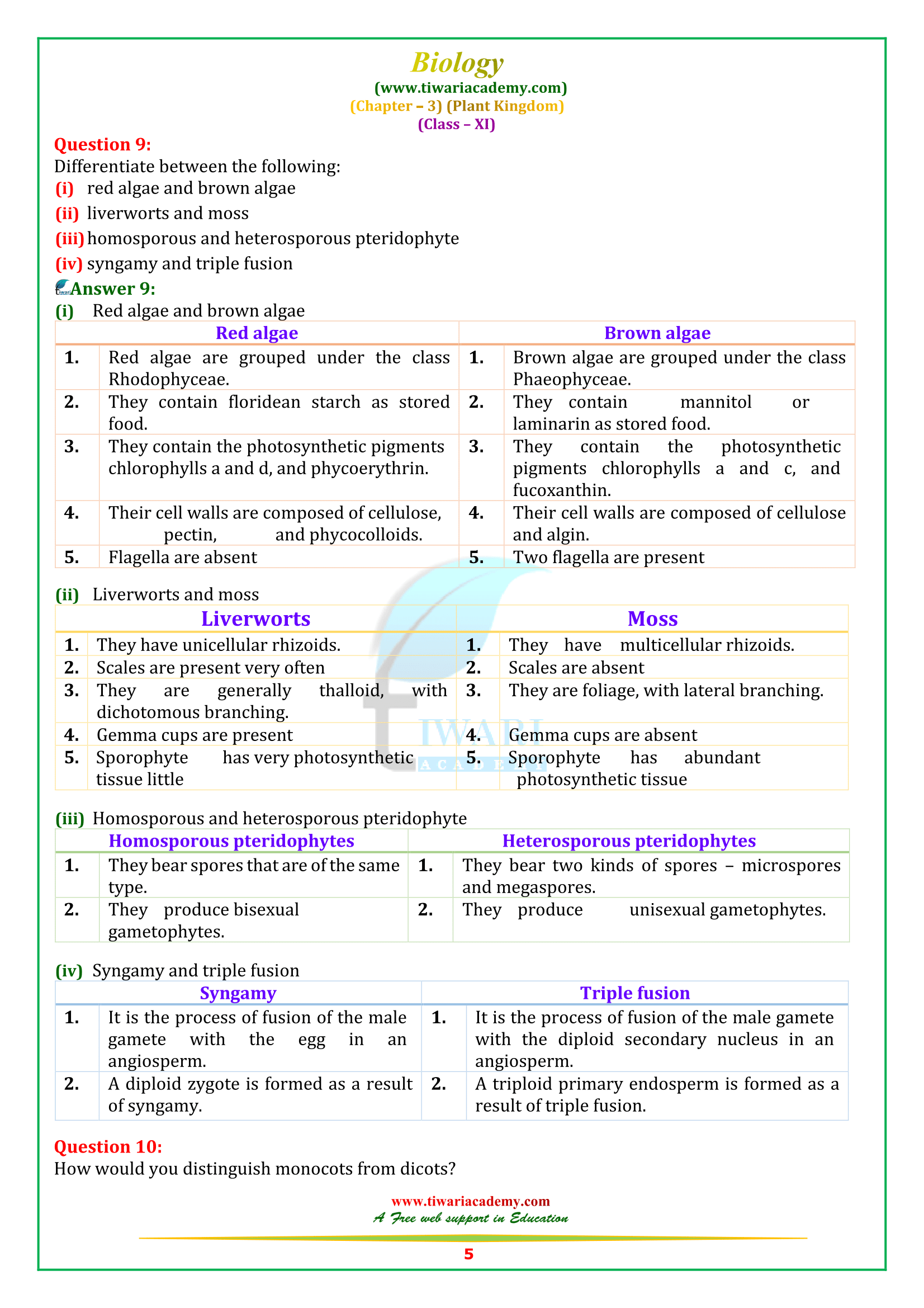 NCERT Solutions For Class 11 Biology Chapter 3 Plant Kingdom ncert-solutions-for-class-11-biology-chapter-3-plant-kingdom