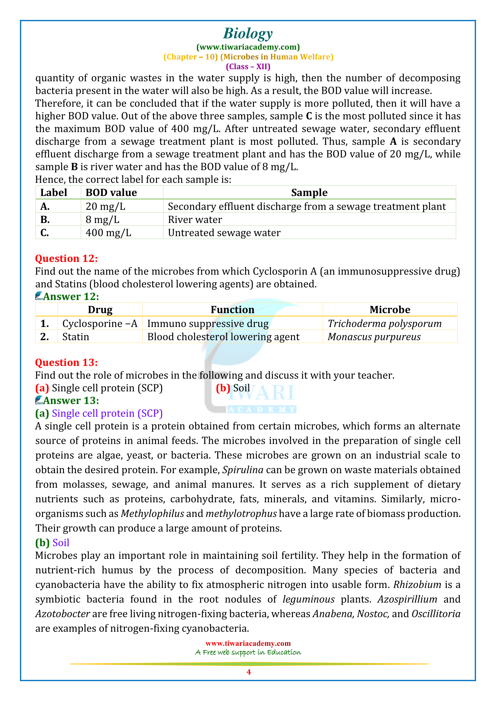 NCERT Solutions for Class 12 Biology Chapter 10 in PDF for 2022-23