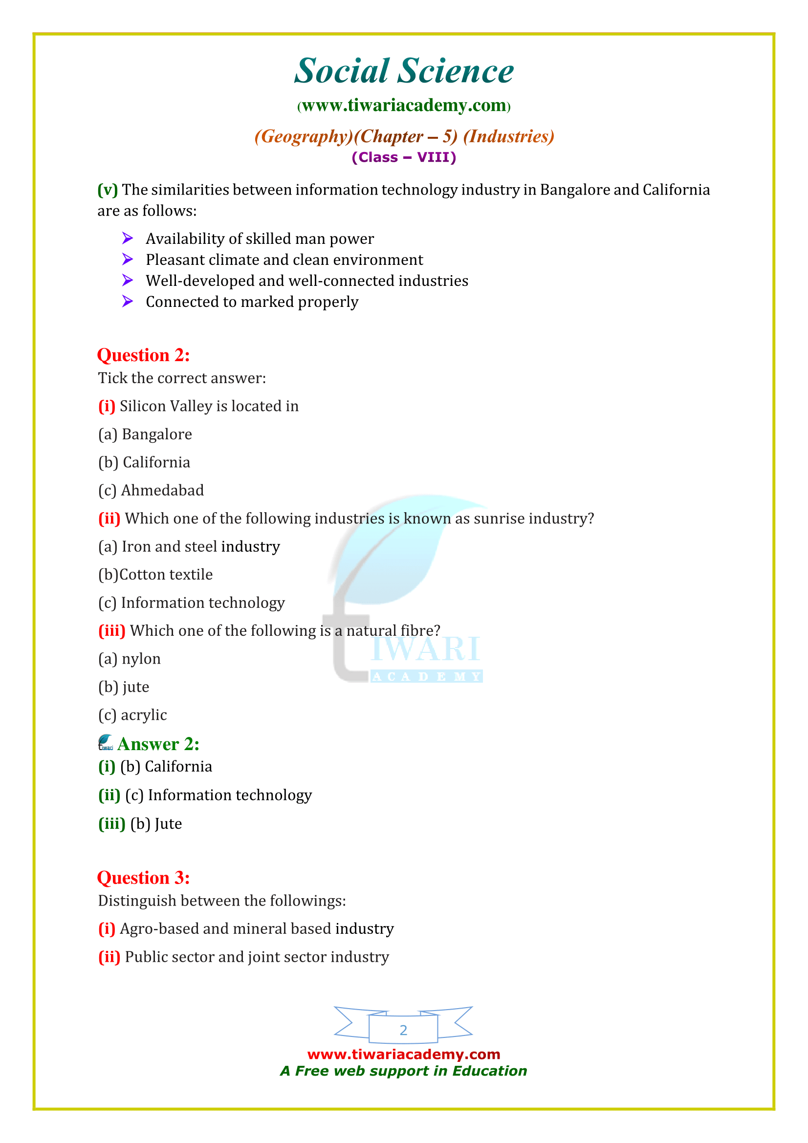 Ncert Solutions For Class 8 Social Science Geography Chapter 5 In Pdf