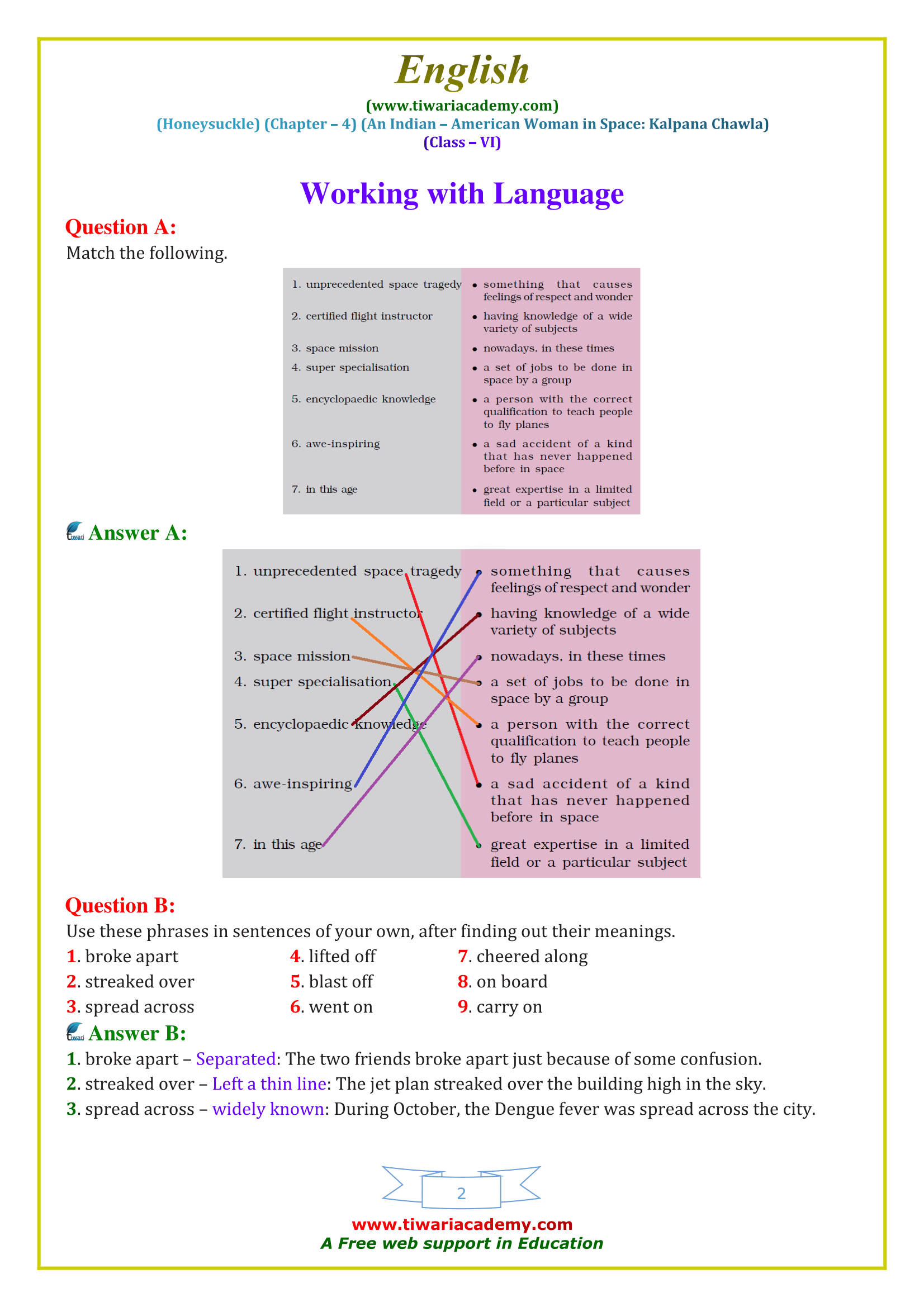 NCERT Solutions for Class 6 English Honeysuckle Chapter 4 in PDF