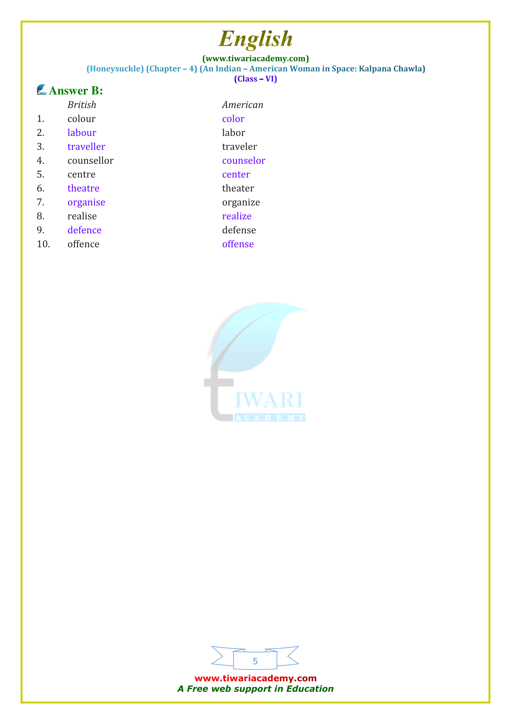 NCERT Solutions for Class 6 English Honeysuckle Chapter 4 in PDF