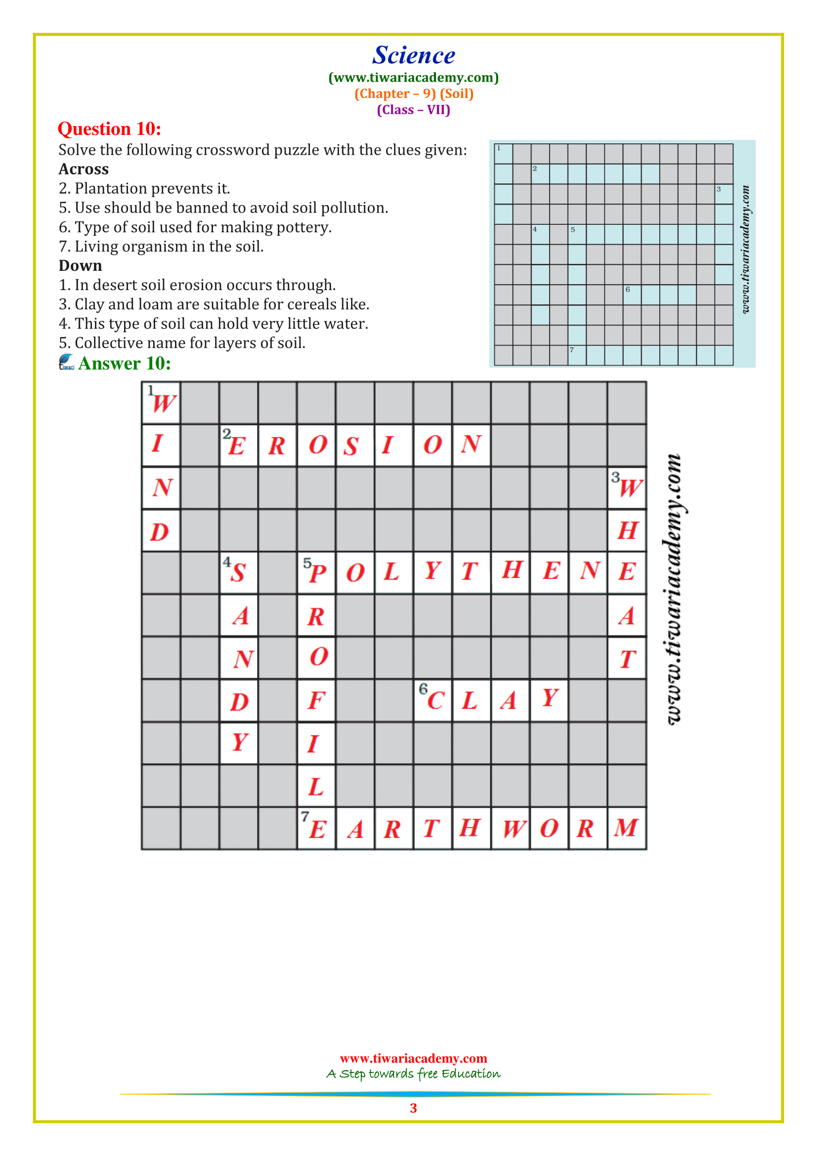 NCERT Solutions for Class 7 Science Chapter 9 Soil for session 2023-24