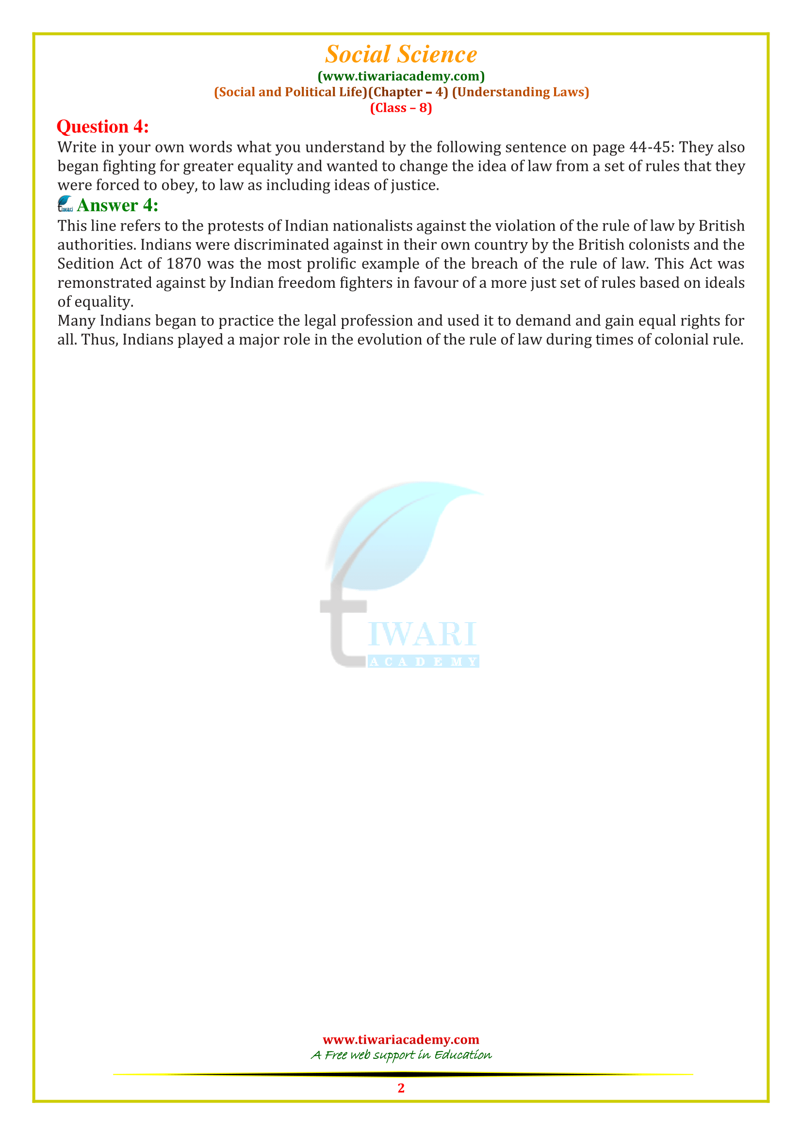 NCERT Solutions for Class 8 Social Science Civics Chapter 4 in PDF