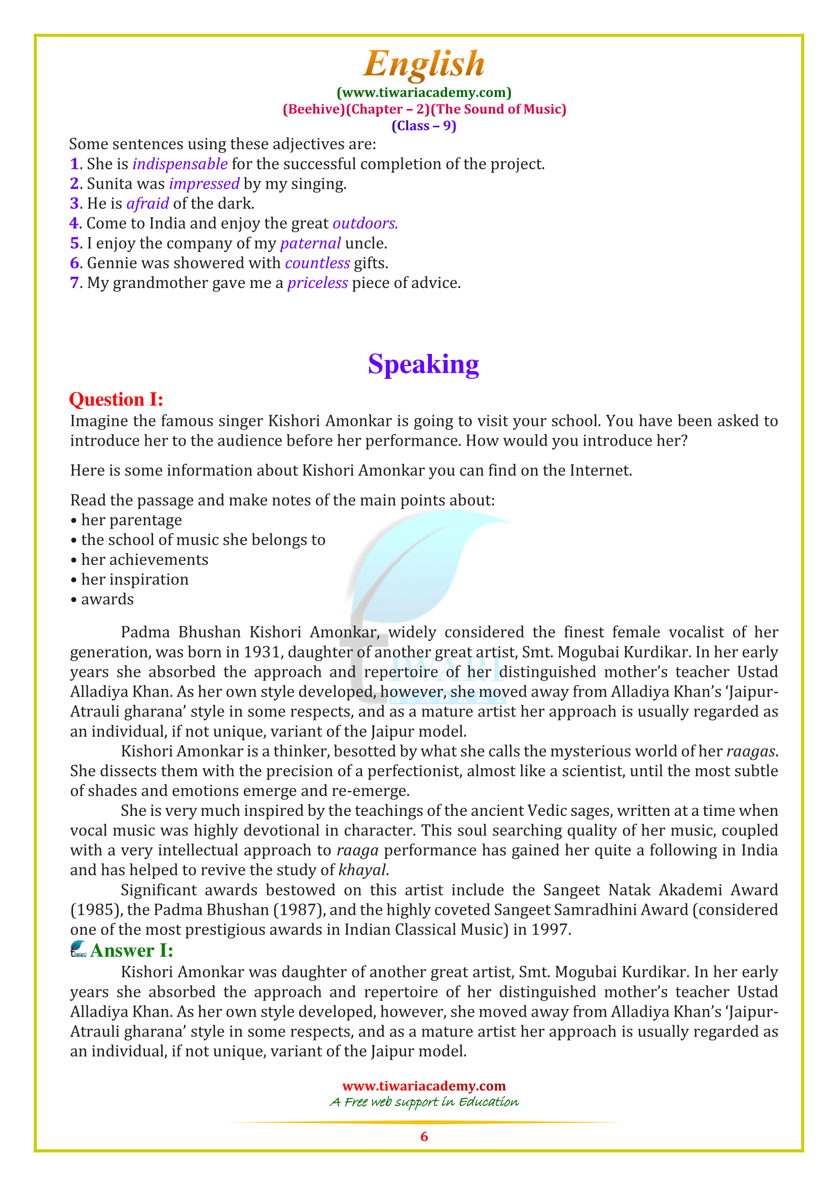 NCERT Solutions for Class 9 English Beehive Chapter 2 in PDF 2022-23.