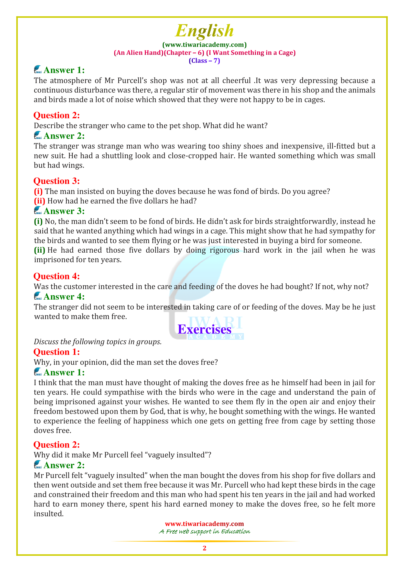 NCERT Solutions for Class 7 English Honeycomb for session 2023-2024.
