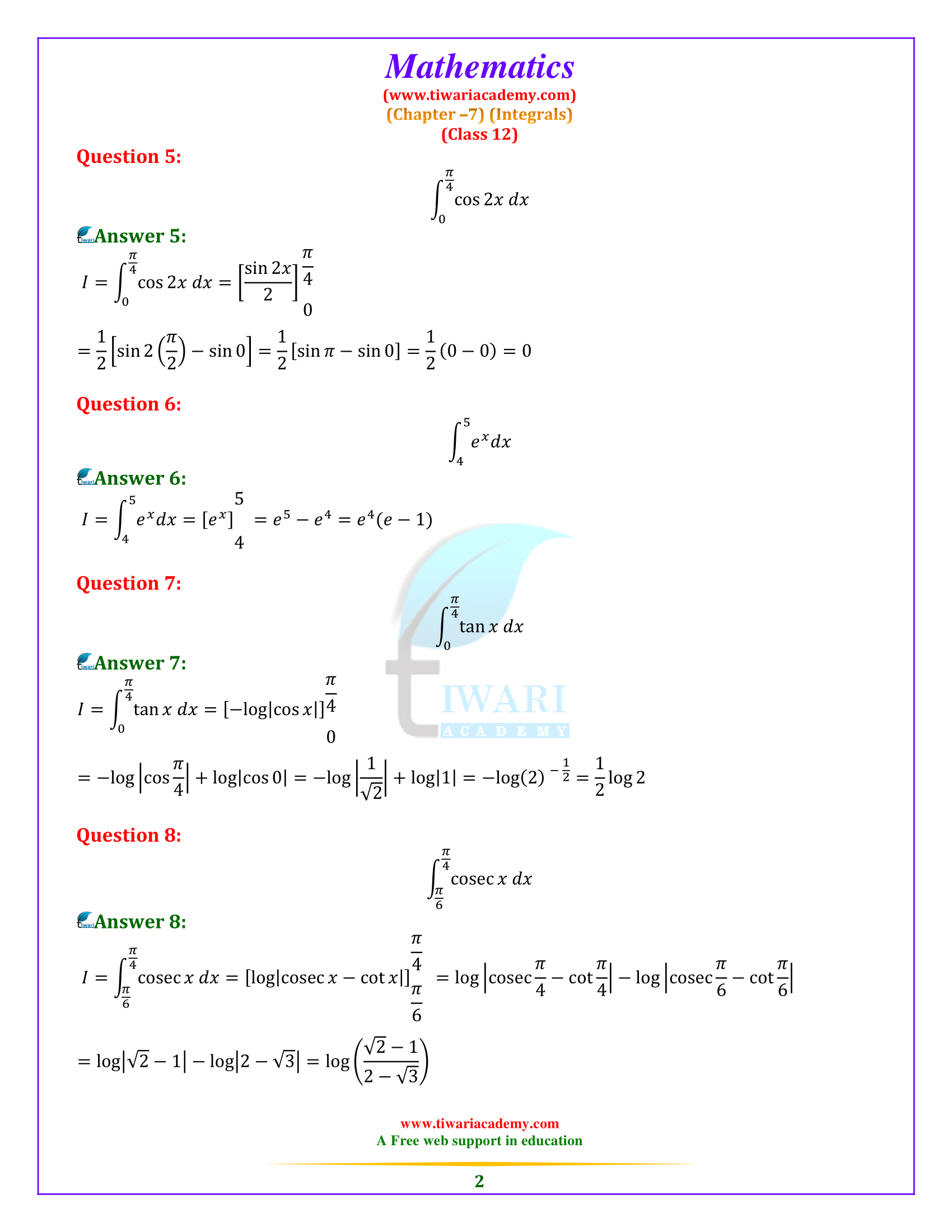 NCERT Solutions for Class 12 Maths Chapter 7 Exercise 7.9 Integrals