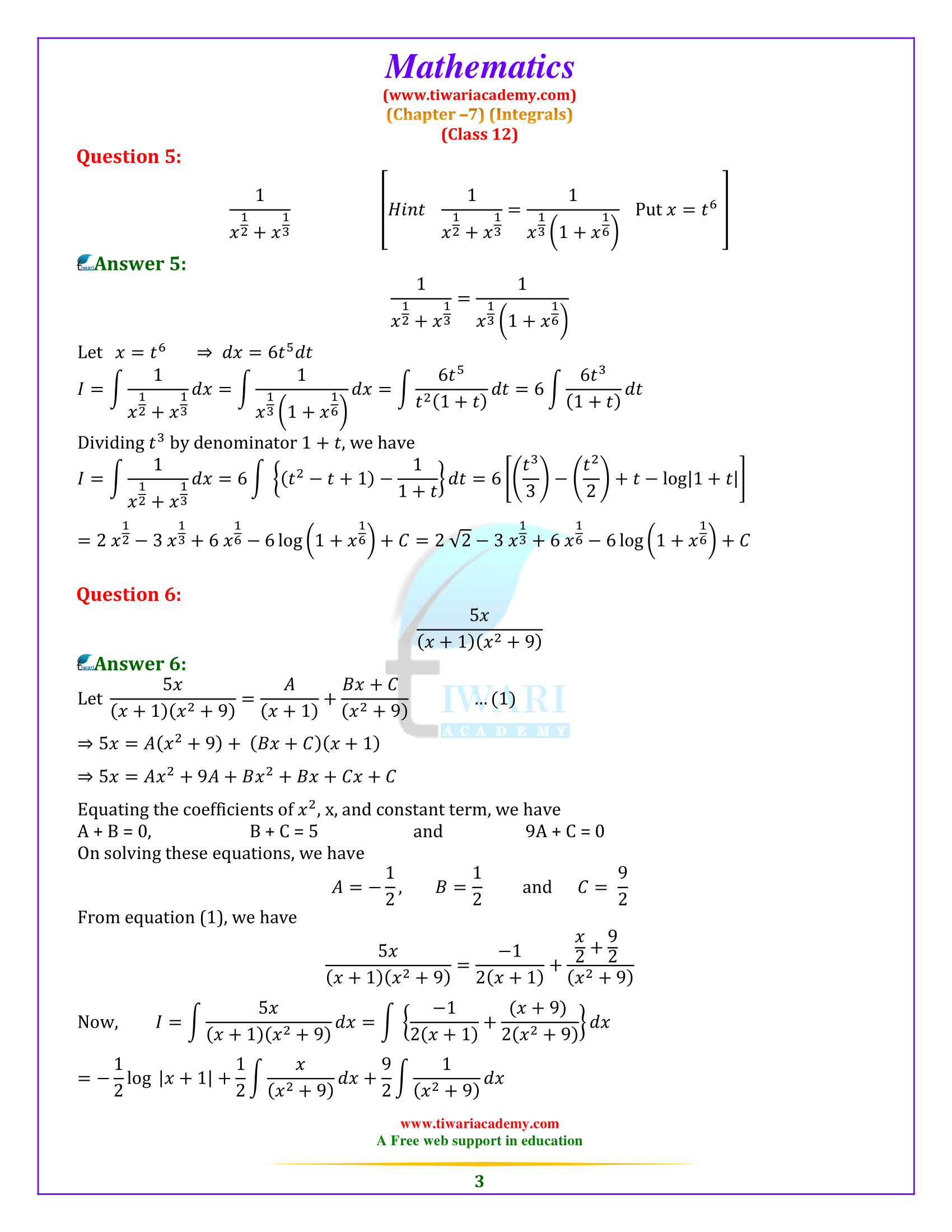 NCERT Solutions for Class 12 Maths Chapter 7 Miscellaneous in PDF