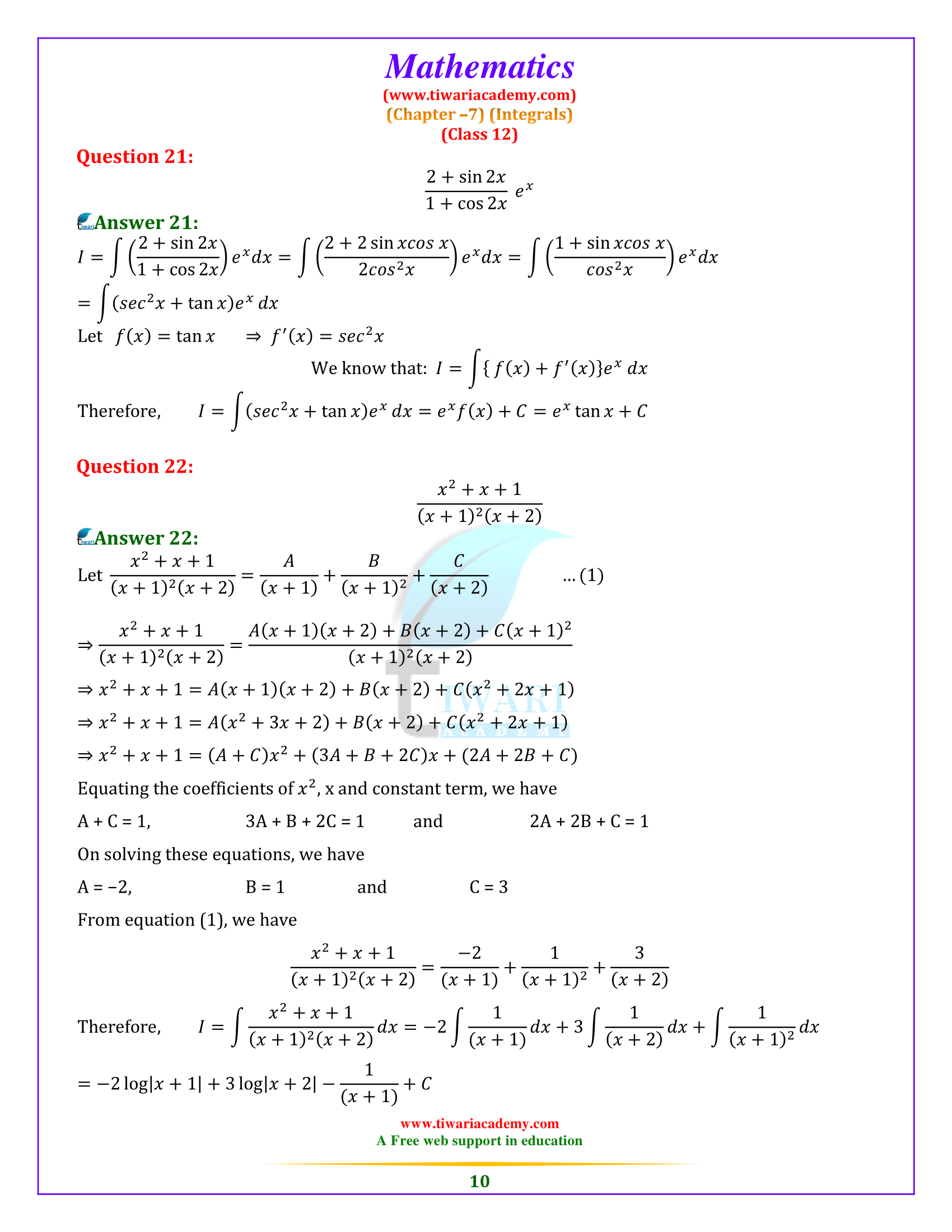 NCERT Solutions for Class 12 Maths Chapter 7 Miscellaneous in PDF