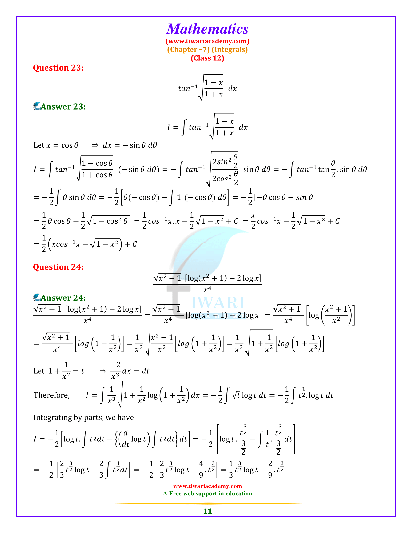 NCERT Solutions for Class 12 Maths Chapter 7 Miscellaneous in PDF