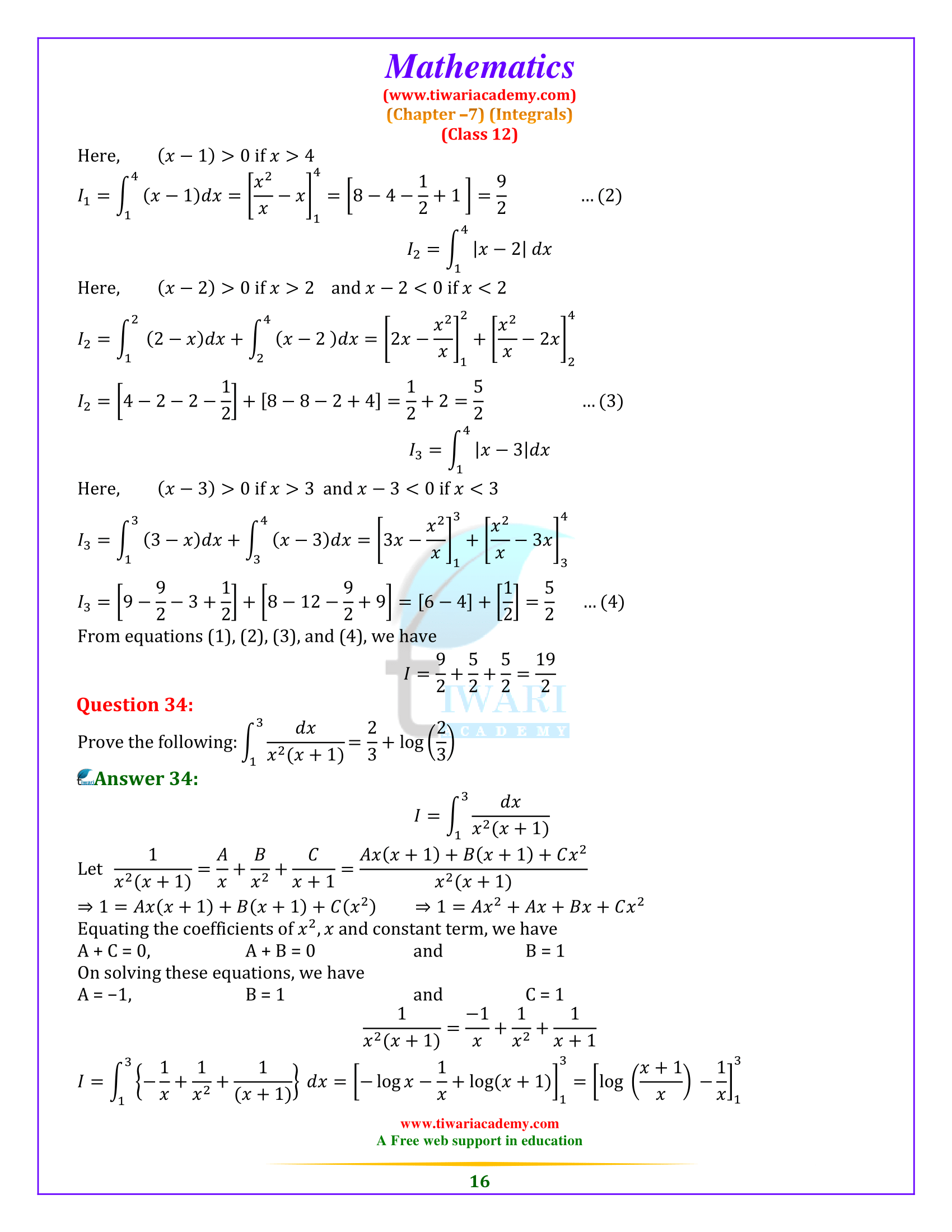 NCERT Solutions for Class 12 Maths Chapter 7 Miscellaneous in PDF