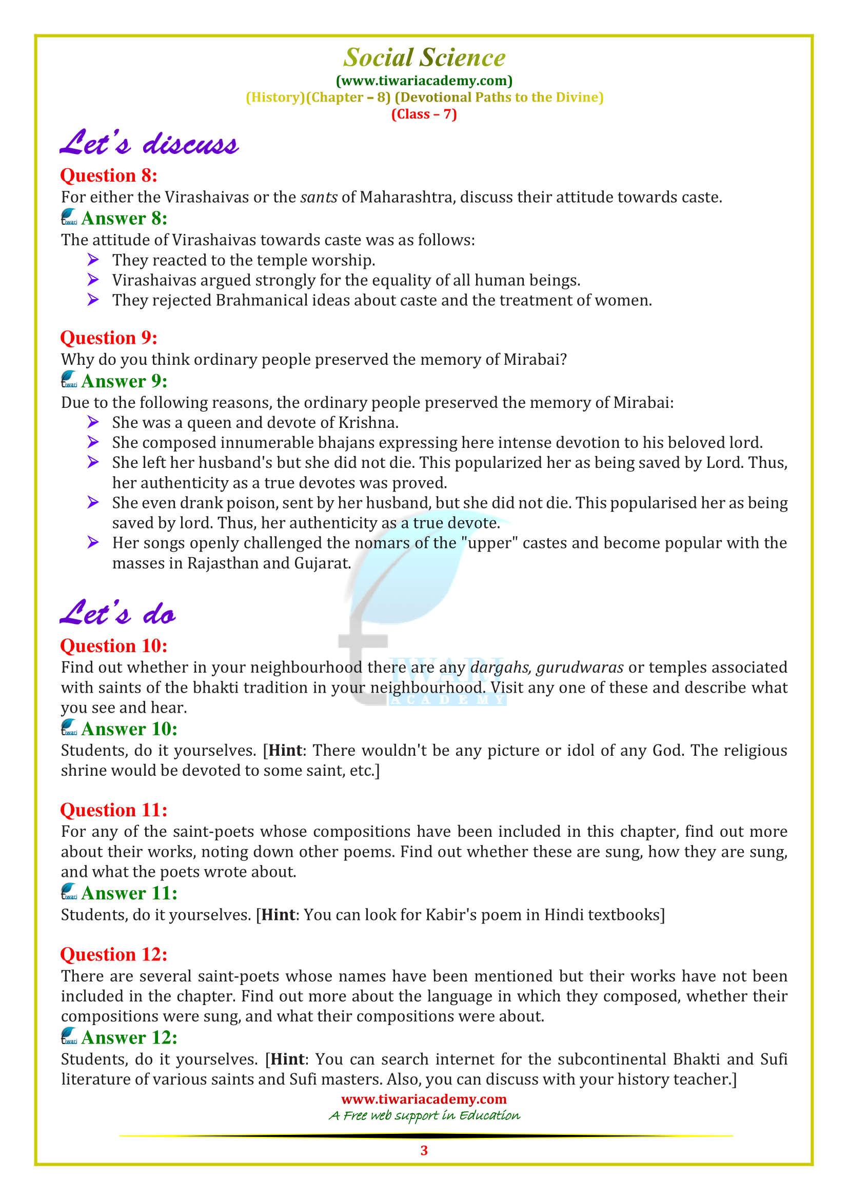NCERT Solutions for Class 7 Social Science History Chapter 8 in PDF