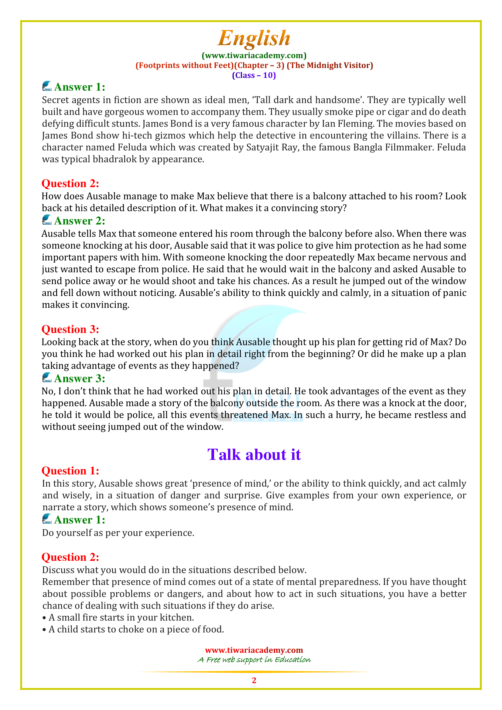 NCERT Solutions for Class 10 English Supplementary Chapter 3
