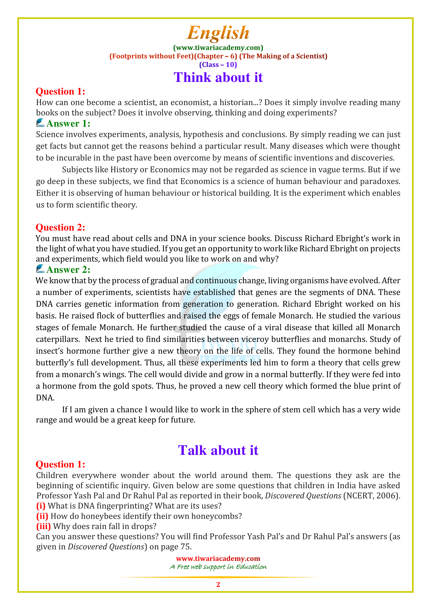 NCERT Solutions for Class 10 English Supplementary Chapter 6