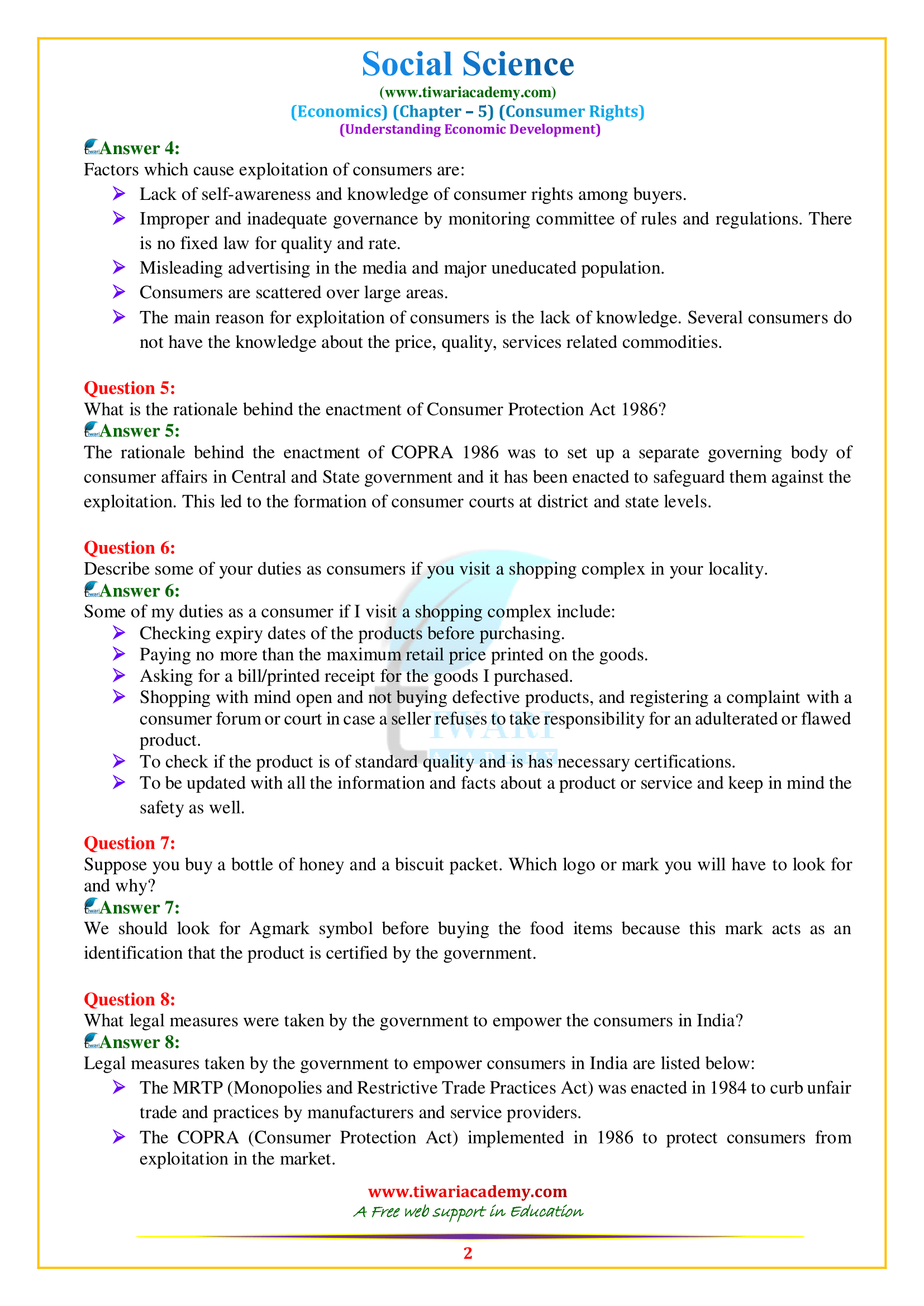 NCERT Solutions for Class 10 Economics Chapter 5 Consumer Rights